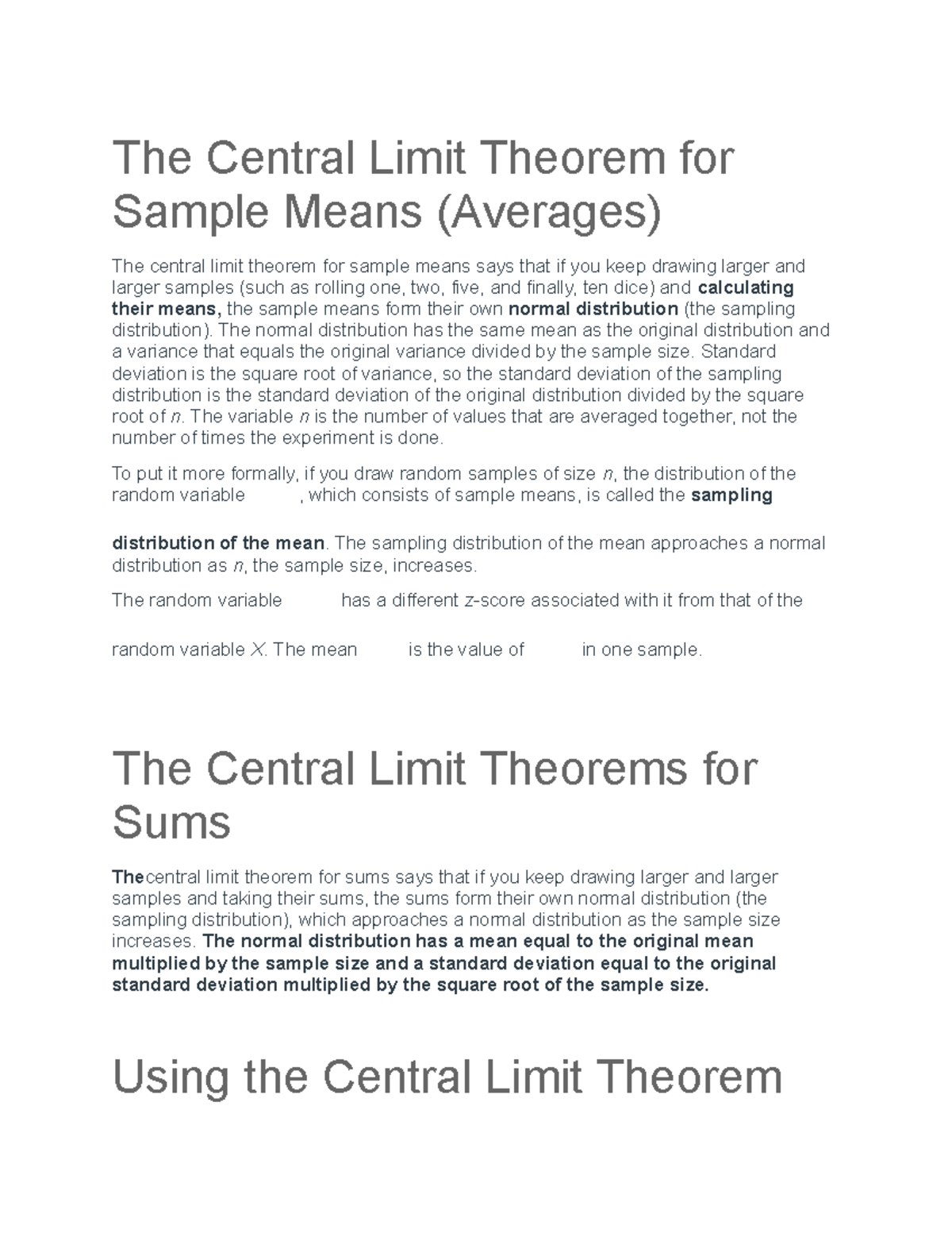 Unit 5 6 7 8All about central limit theorem and other stuffs - The Central Limit Theorem for ...