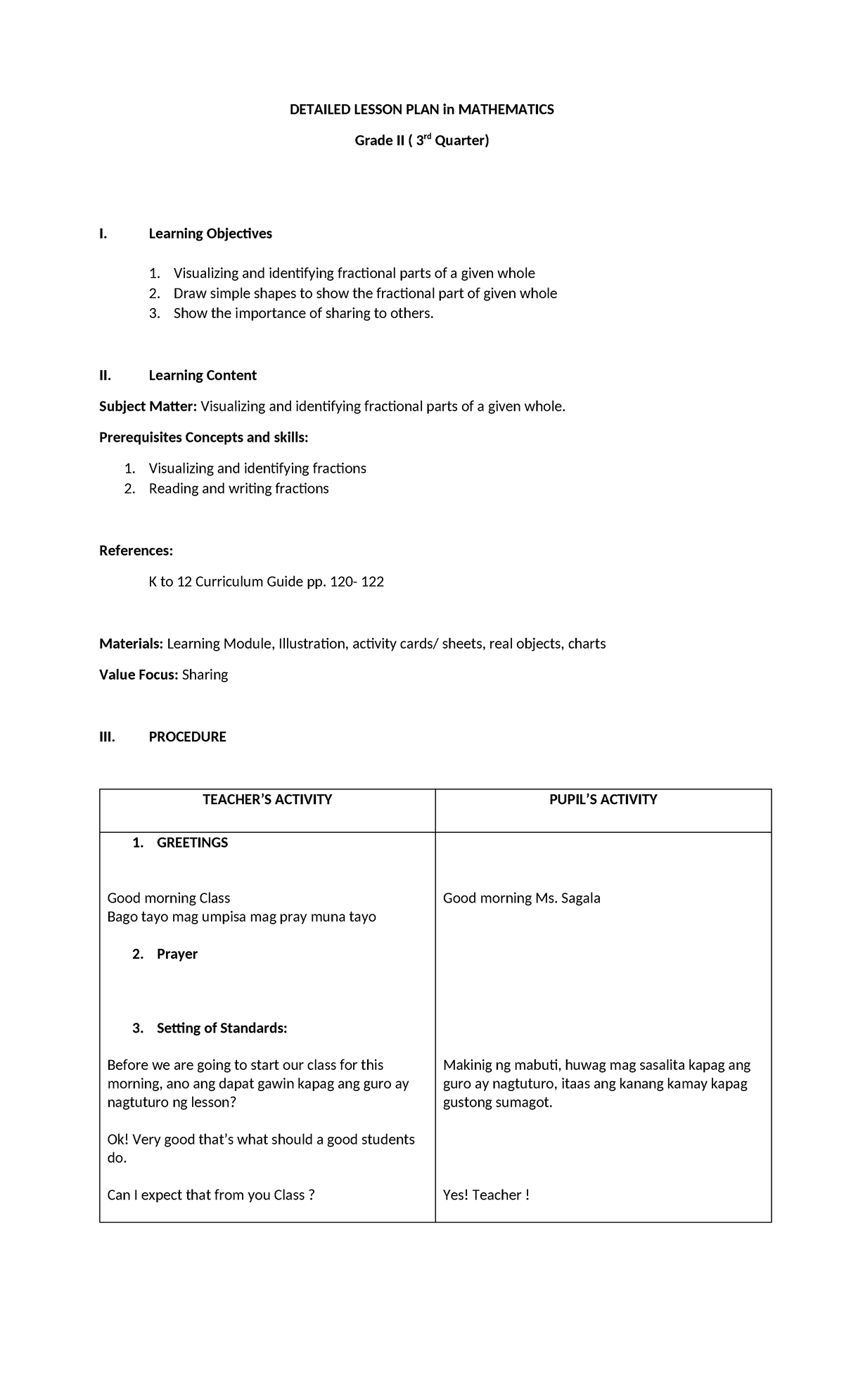 Detailed Lesson Plan - DETAILED LESSON PLAN in MATHEMATICS Grade II ...