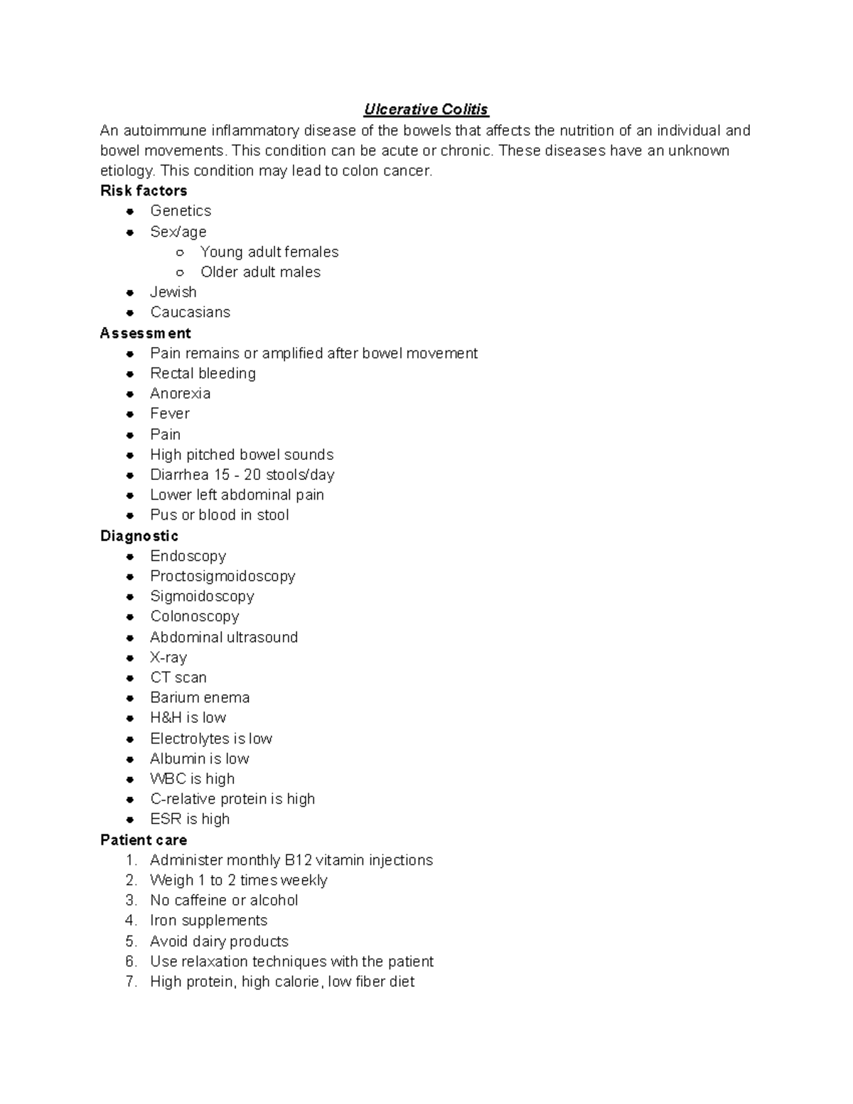 Ulcerative colitis - Ulcerative Colitis An autoimmune inflammatory ...