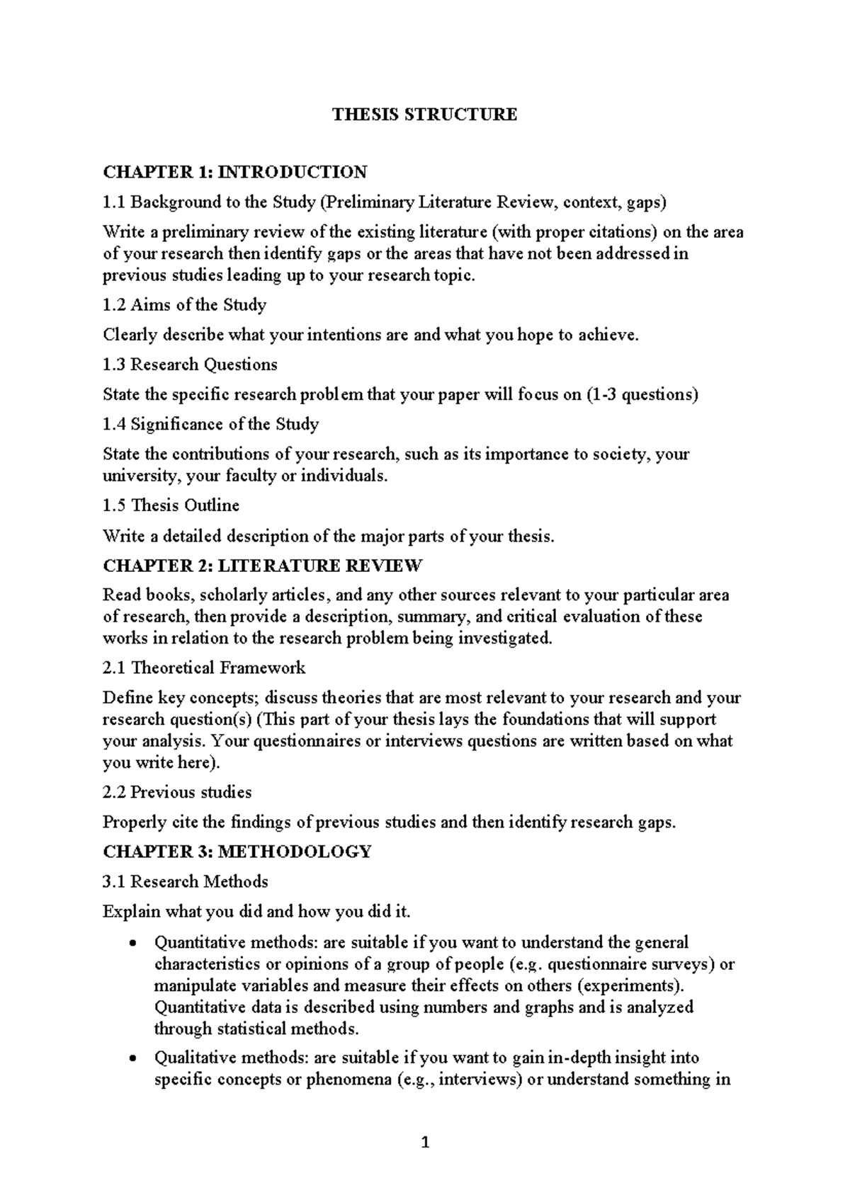 Thesis structure - 1 THESIS STRUCTURE CHAPTER 1: INTRODUCTION 1 ...