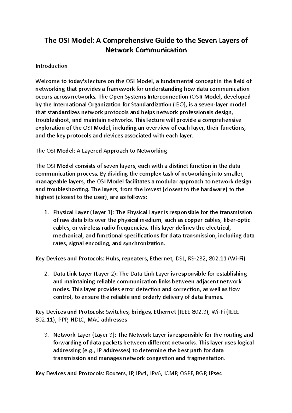 The OSI Model- A Comprehensive Guide to the Seven Layers of Network ...