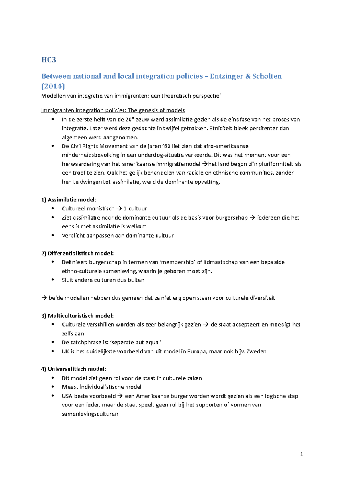 Migratie & diversiteit artikelen hc's - HC Between national and local integration policies ...
