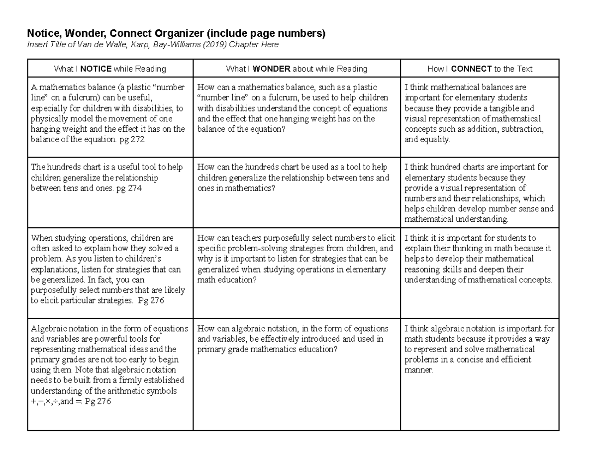 Notice wonder connect - Notice, Wonder, Connect Organizer (include page ...