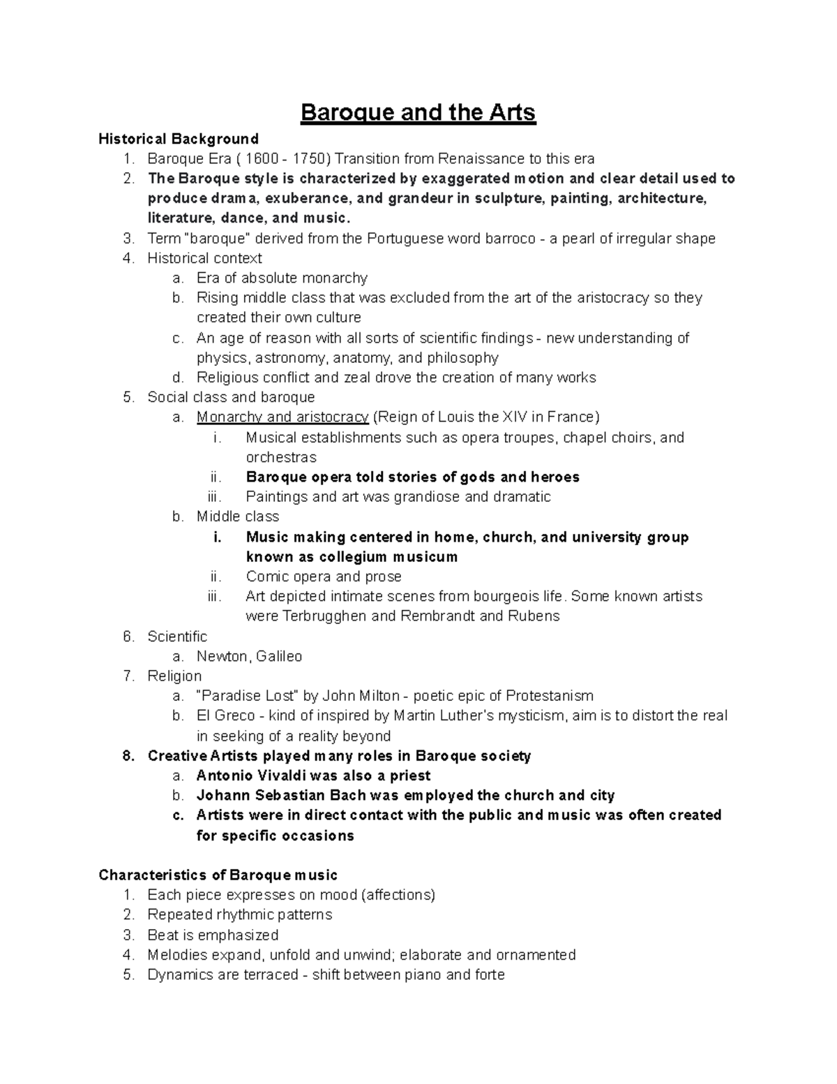 Baroque and Vivaldi - Textbook Notes - Instructor: Meryl Sole - Baroque ...