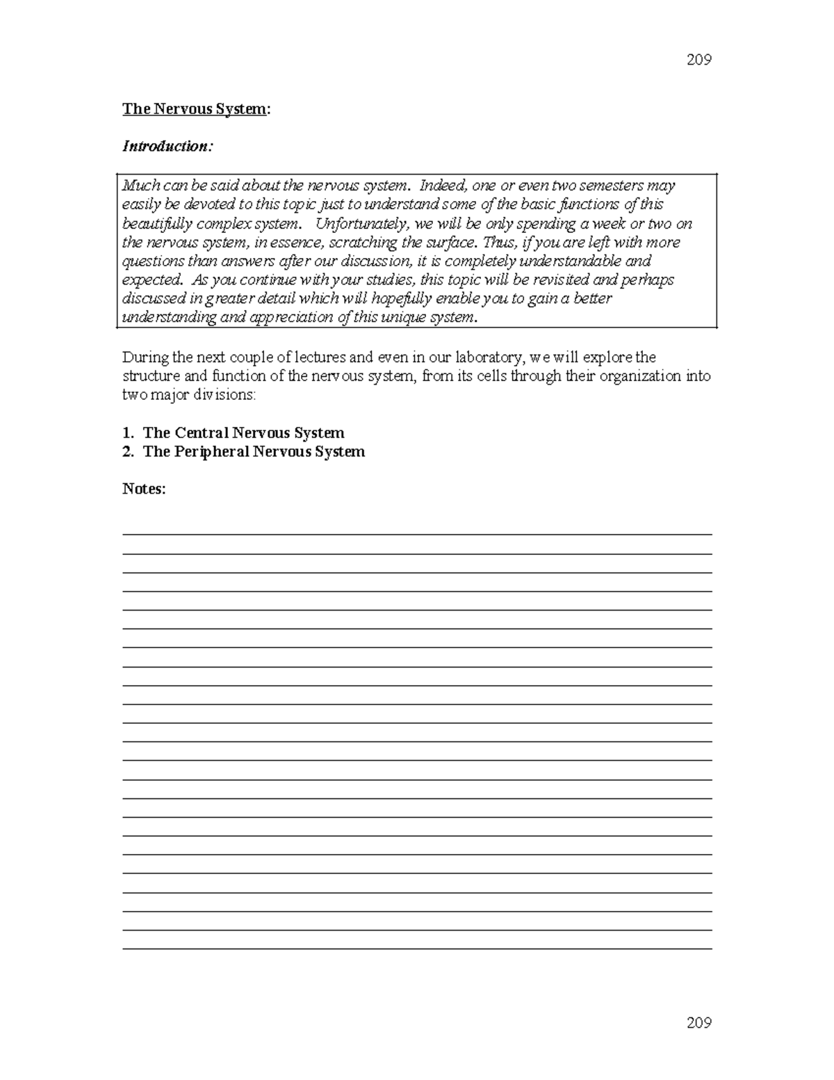 The Nervous System Spring 2018 - The Nervous System: Introduction: Much ...