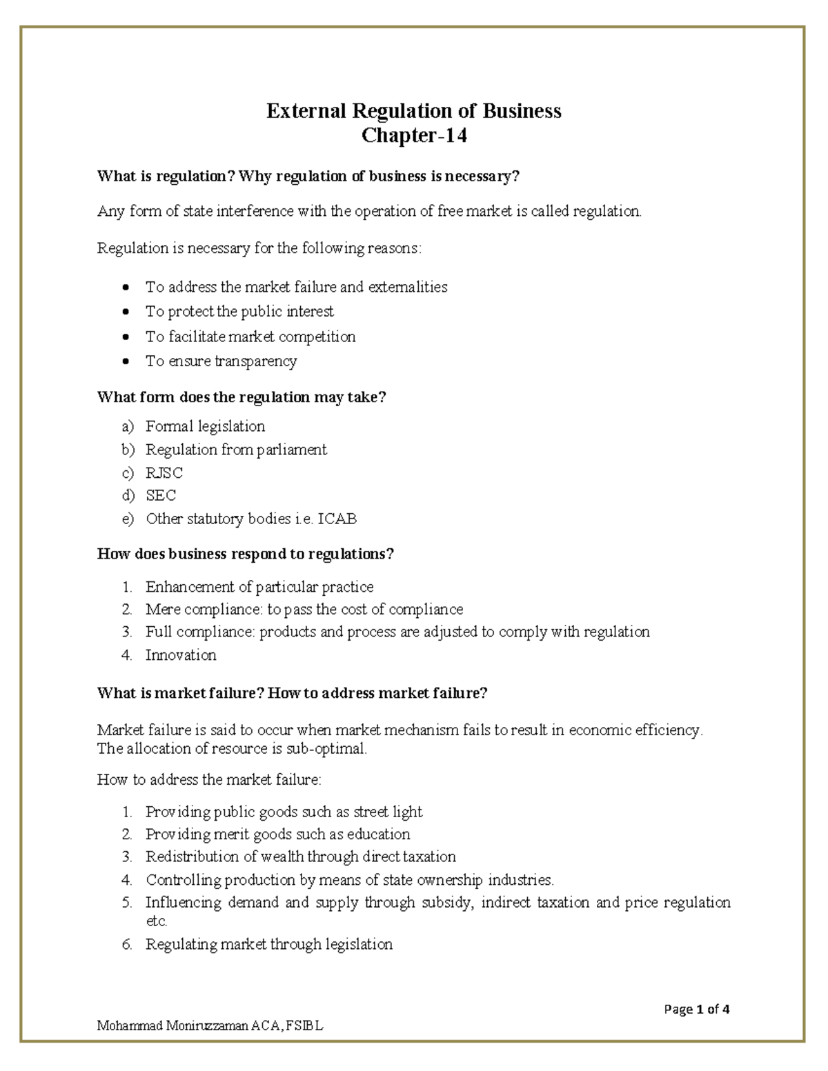 Chapter 14 External regulation of business - Page 1 of 4 External ...