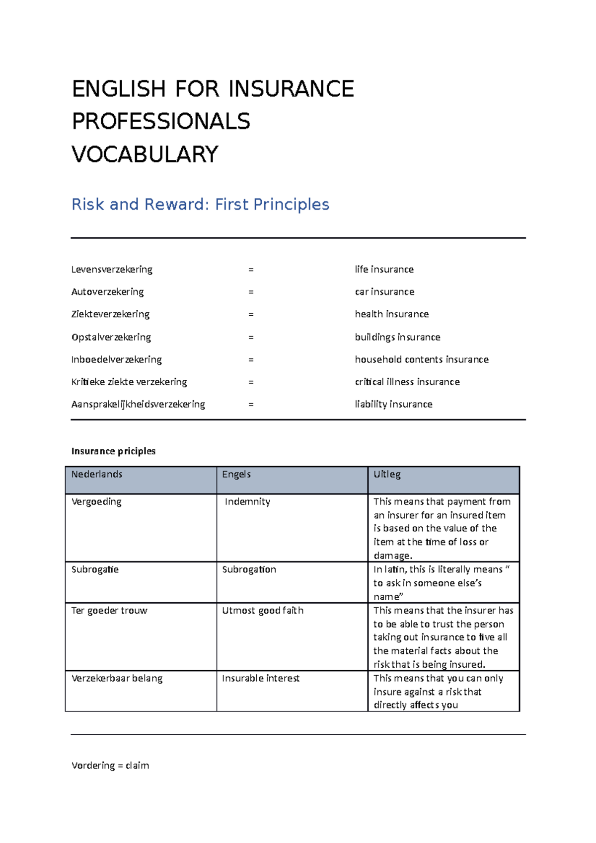 English-for-insurance-professionals - ENGLISH FOR INSURANCE ...