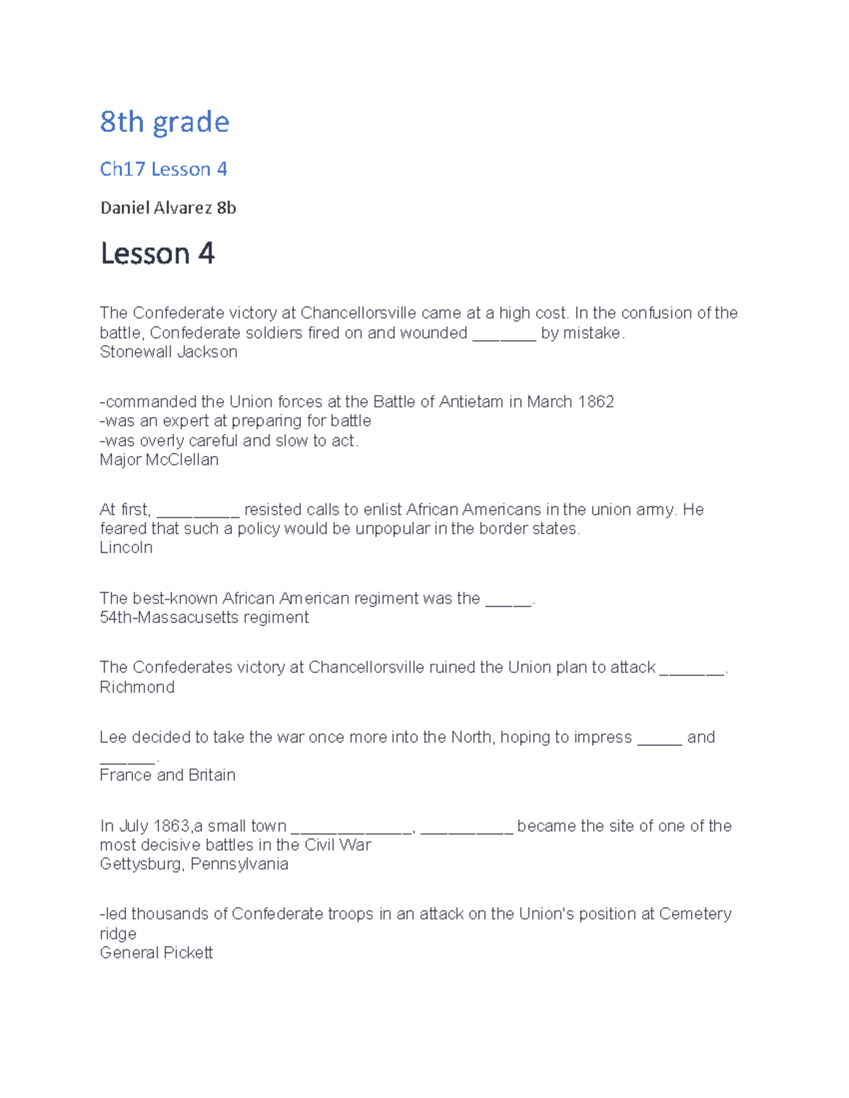 Social Studies Chapter 17 Lesson 4 - 8th grade Ch17 Lesson 4 Daniel ...