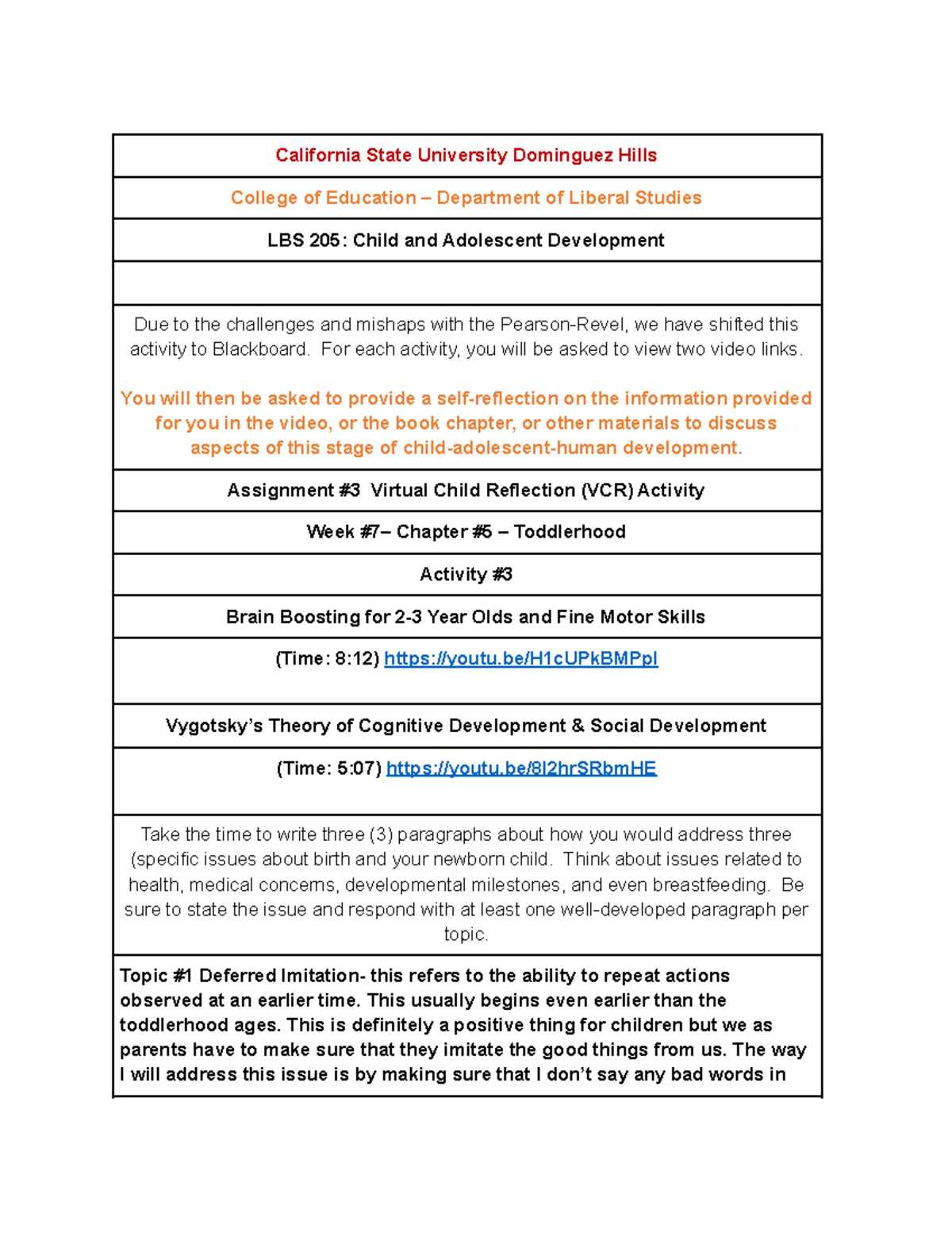 Chapter #5 Toddlerhood - California State University Dominguez Hills ...