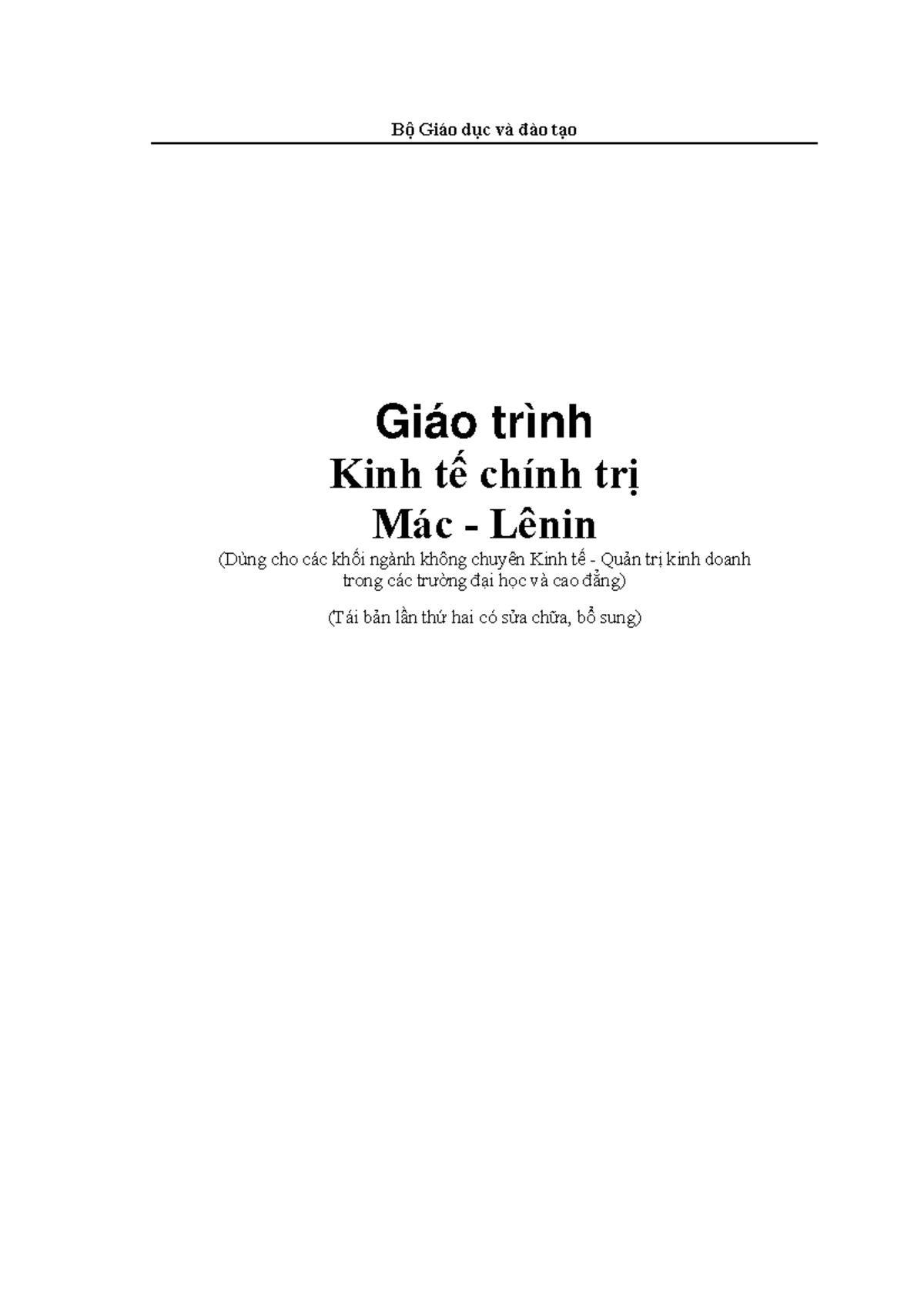 Giaotrinh - Bộ Gi·o dục v‡ đ‡o tạo Giáo trình Kinh tế chÌnh trị M·c ...