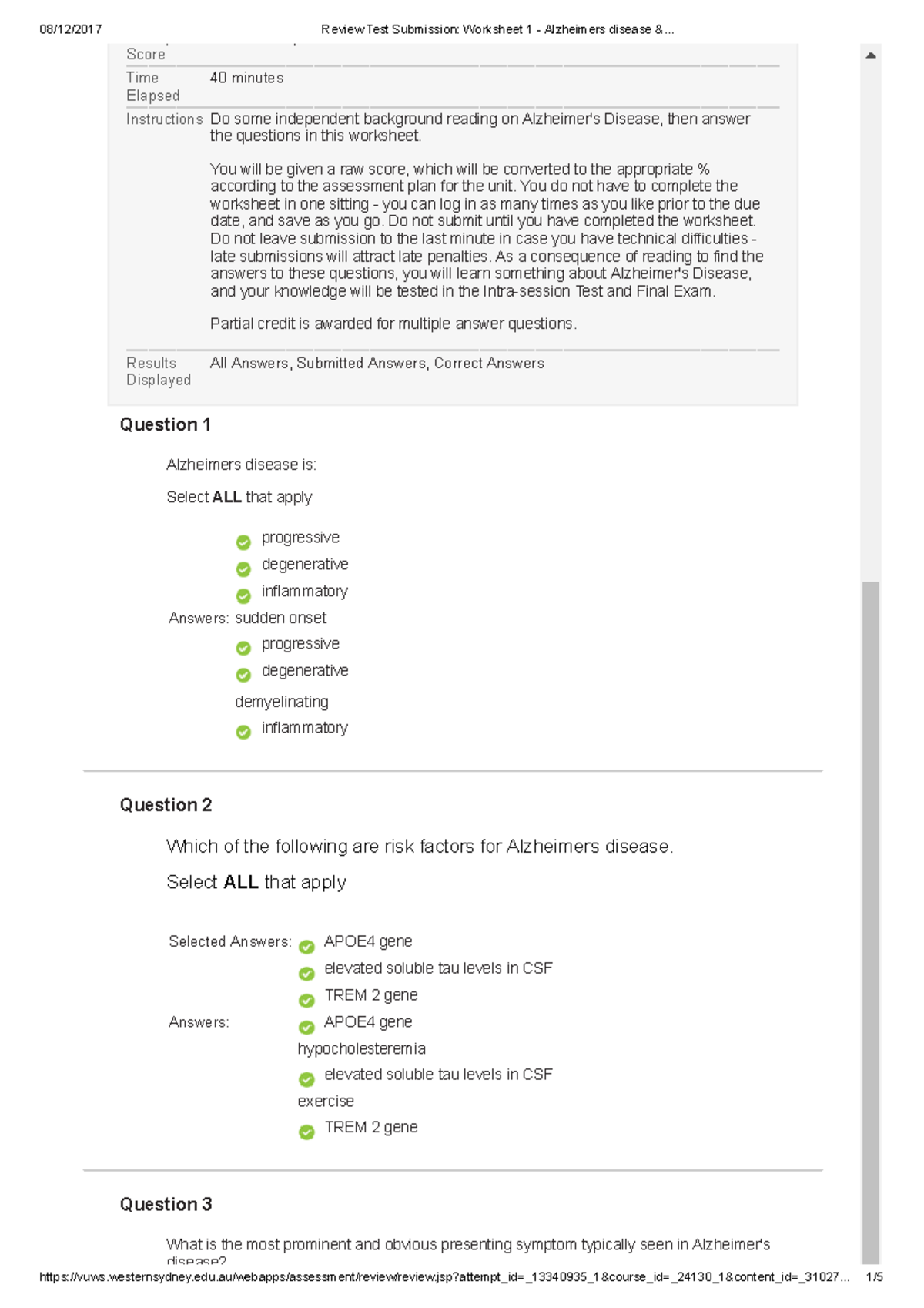 Test 2018, questions and answers - p Score p Time Elapsed 40 minutes ...