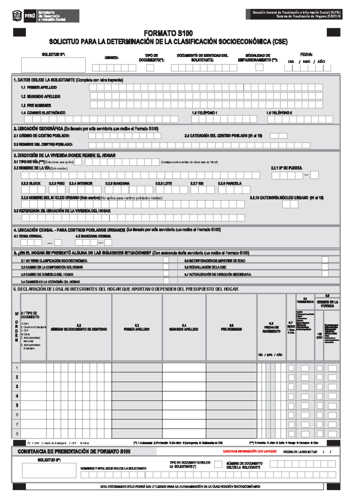 Formato S100. 2024 - 1 6 7 8 º Dirección General de Focalización e ...