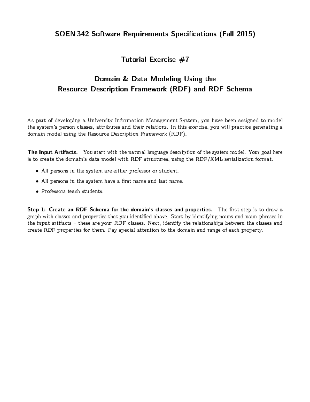 Rdfs sample for SOEN 342 - SOEN 342 Software Requirements Specifications (Fall 2015) Tutorial ...