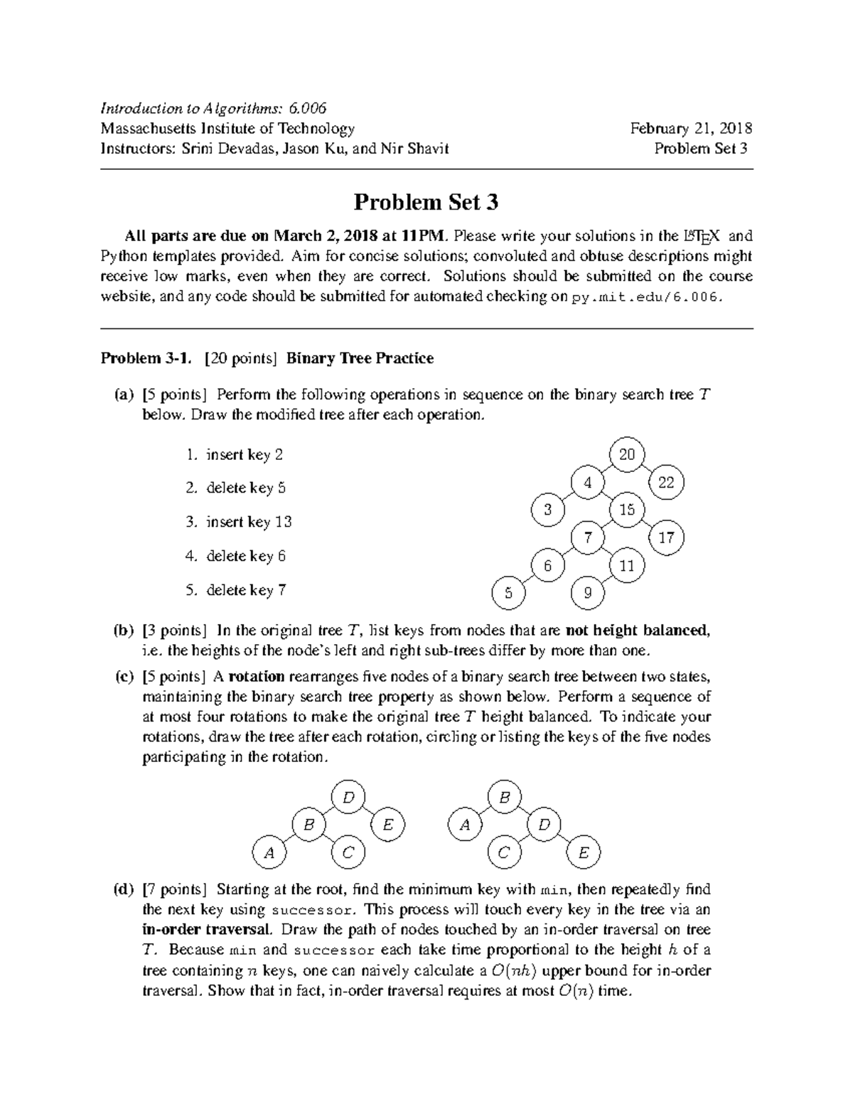 Pset3 Spring 2018 - Introduction to Algorithms: 6 Massachusetts Institute of Technology ...
