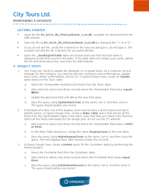 Instructions SC AC19 CS1-3b - The Preserve CREATING TABLES, QUERIES, FORMS, AND REPORTS IN A ...
