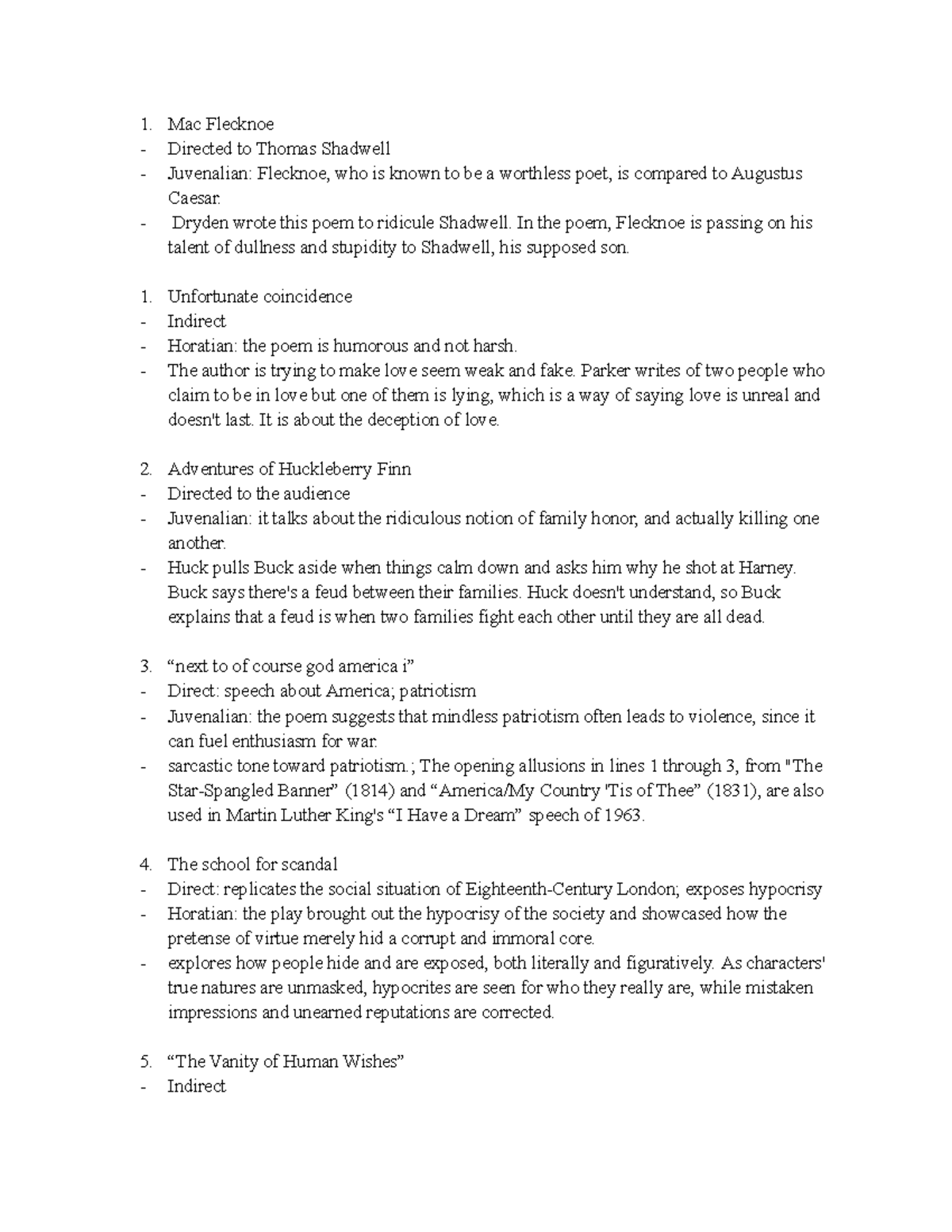 Satire - Mac Flecknoe Directed to Thomas Shadwell Juvenalian: Flecknoe ...