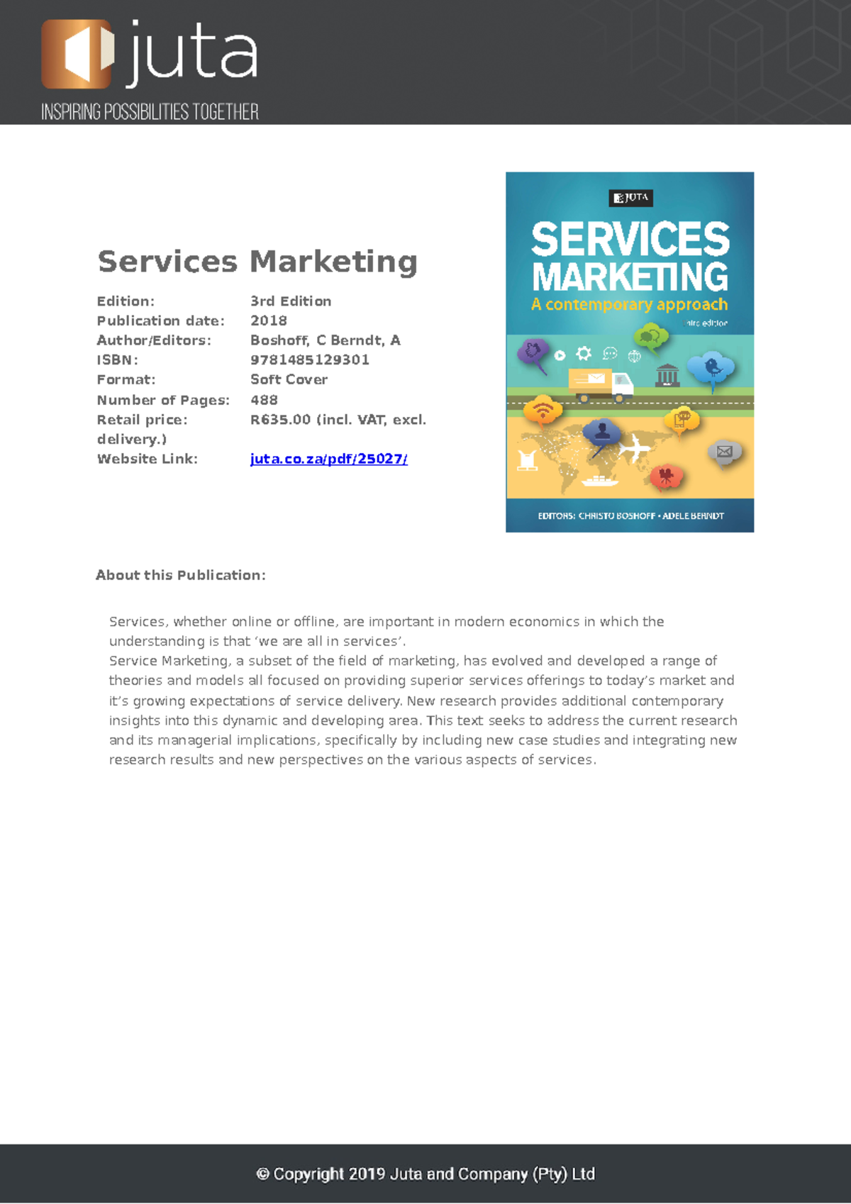 Pdf - Services Marketing Edition: 3rd Edition Publication date: 2018 ...