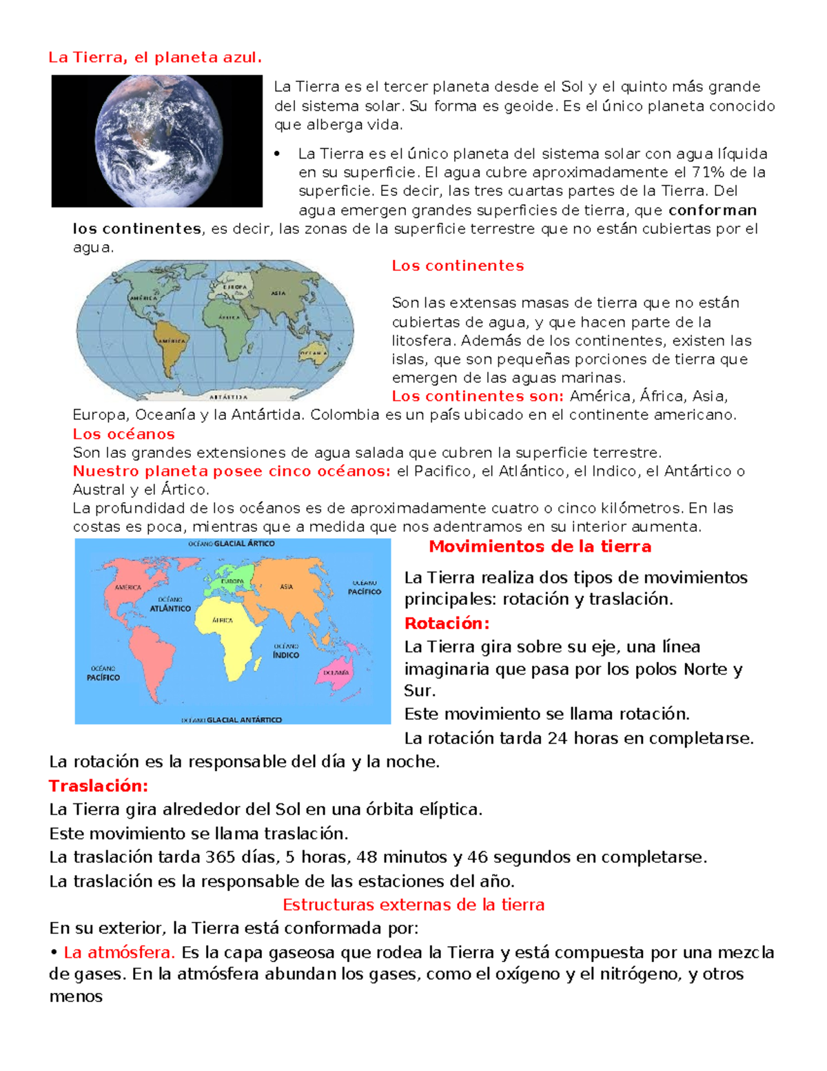 GUÍA DE Estudio DE GeografíA - La Tierra, el planeta azul. La Tierra es ...