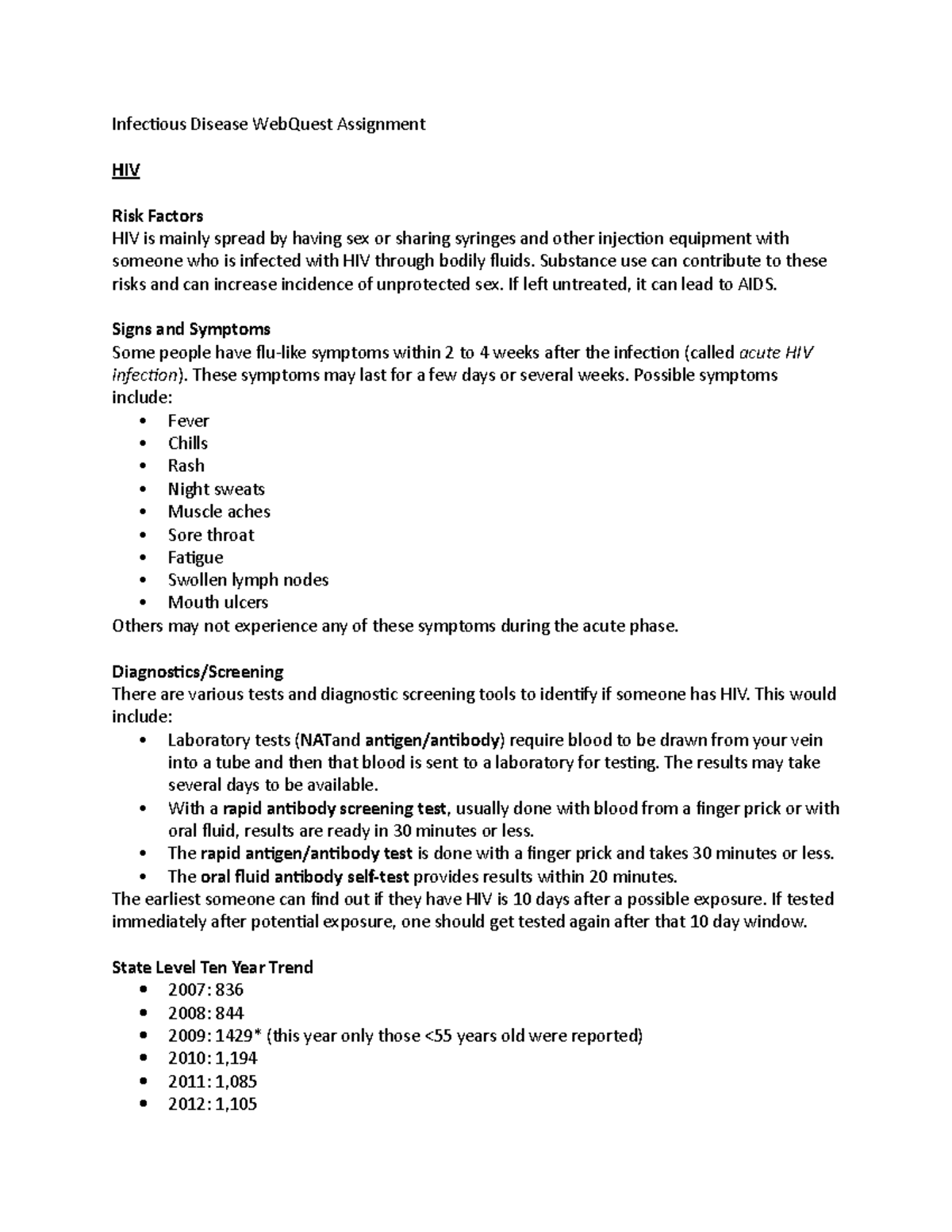 Infectious Disease Web Quest Assignment - Infectious Disease WebQuest ...
