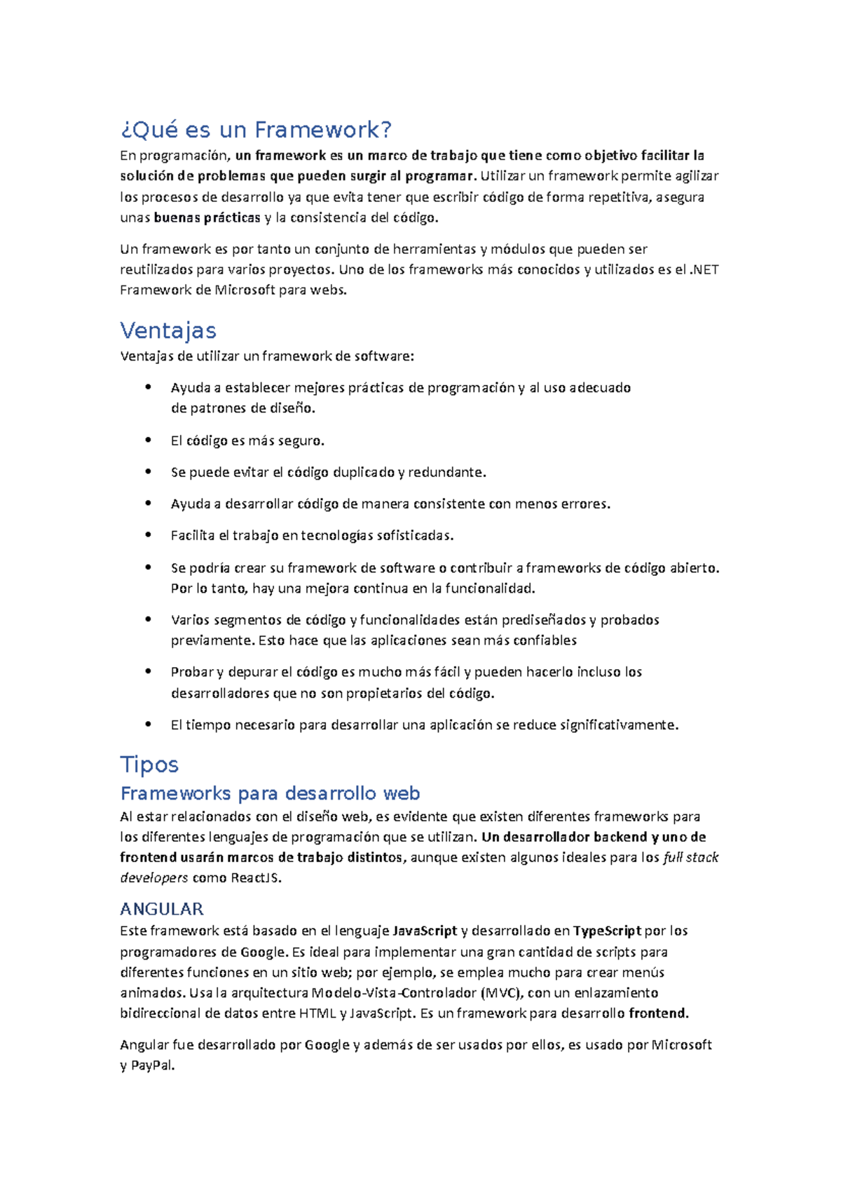 Frameworks - framework - ¿Qué es un Framework? En programación, un ...