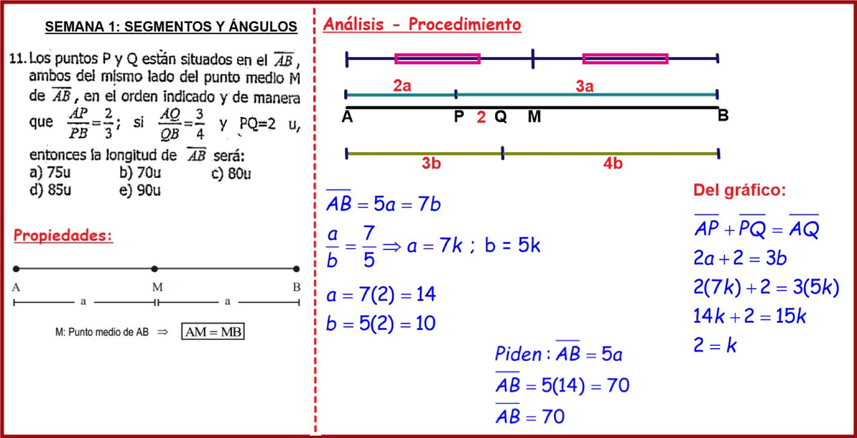 Solucionario de ejercicios (Newton) - SEMANA 1: SEGMENTOS Y ÁNGULOS Análisis - Procedimiento 11 ...