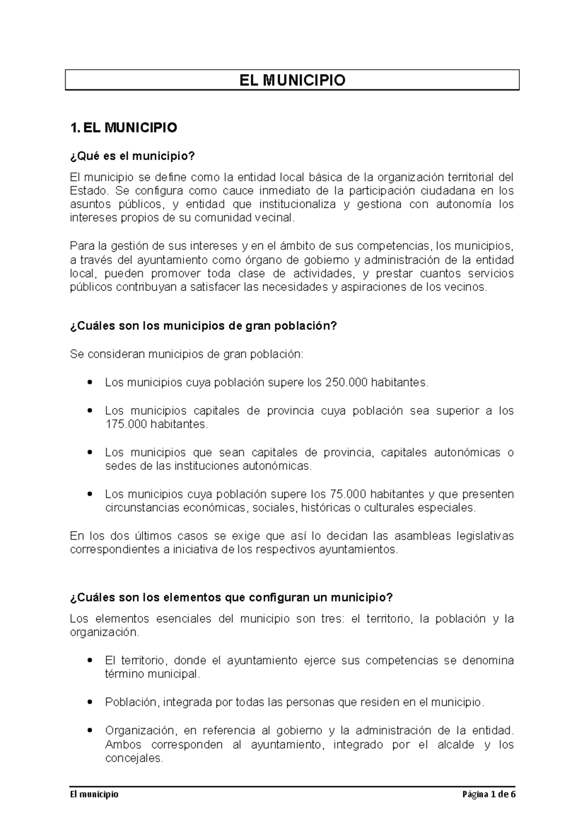 El municipio - EL MUNICIPIO 1. EL MUNICIPIO ¿Qué es el municipio? El ...