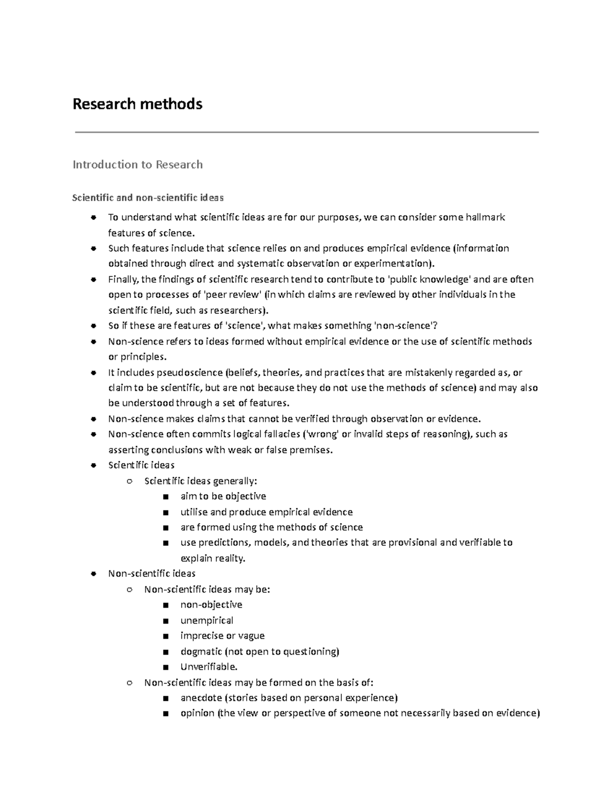 Research methods - Research methods Introduction to Research Scientific ...