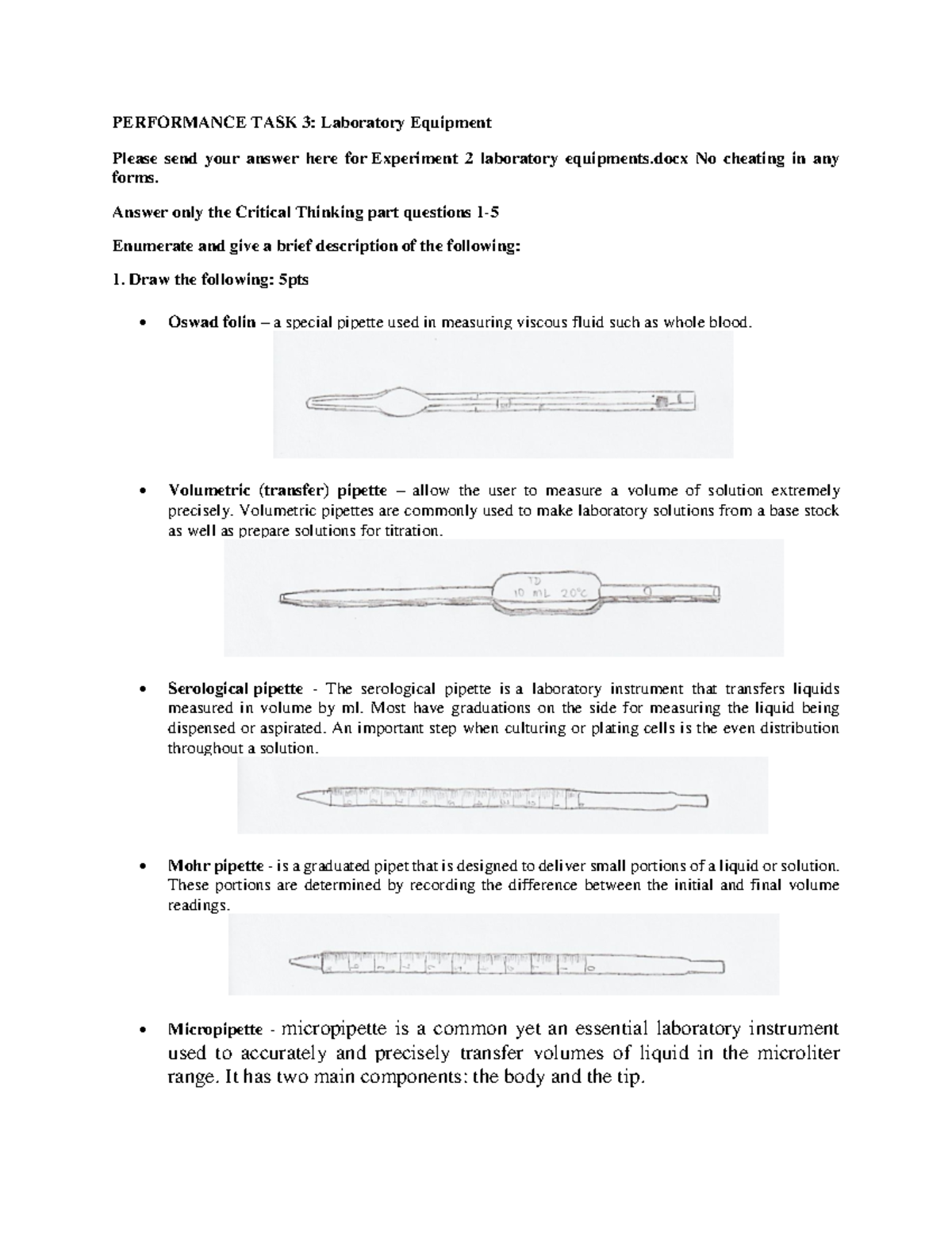 Performance Task 3 - Laboratory Equipment - PERFORMANCE TASK 3 ...