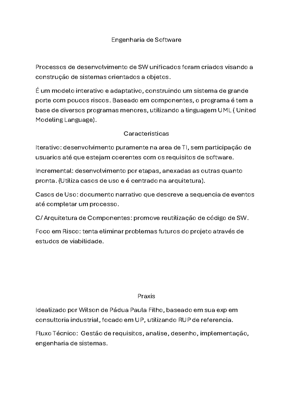 Eng. de SW - N2 Res - resumo np2 - Engenharia de Software Processos de ...