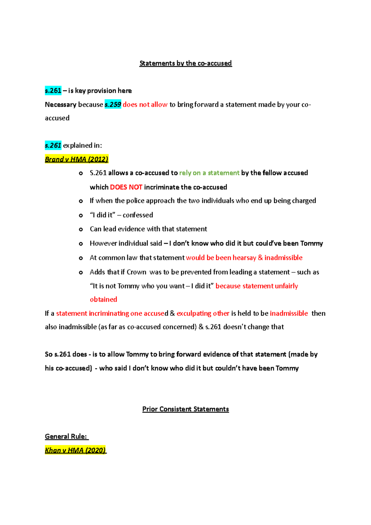 Statements by the co-accused - Studocu