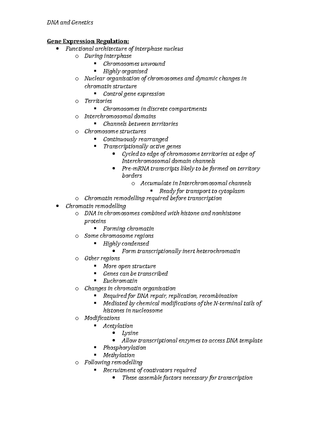 Gene Expression Regulation Lecture Notes - Gene Expression Regulation ...