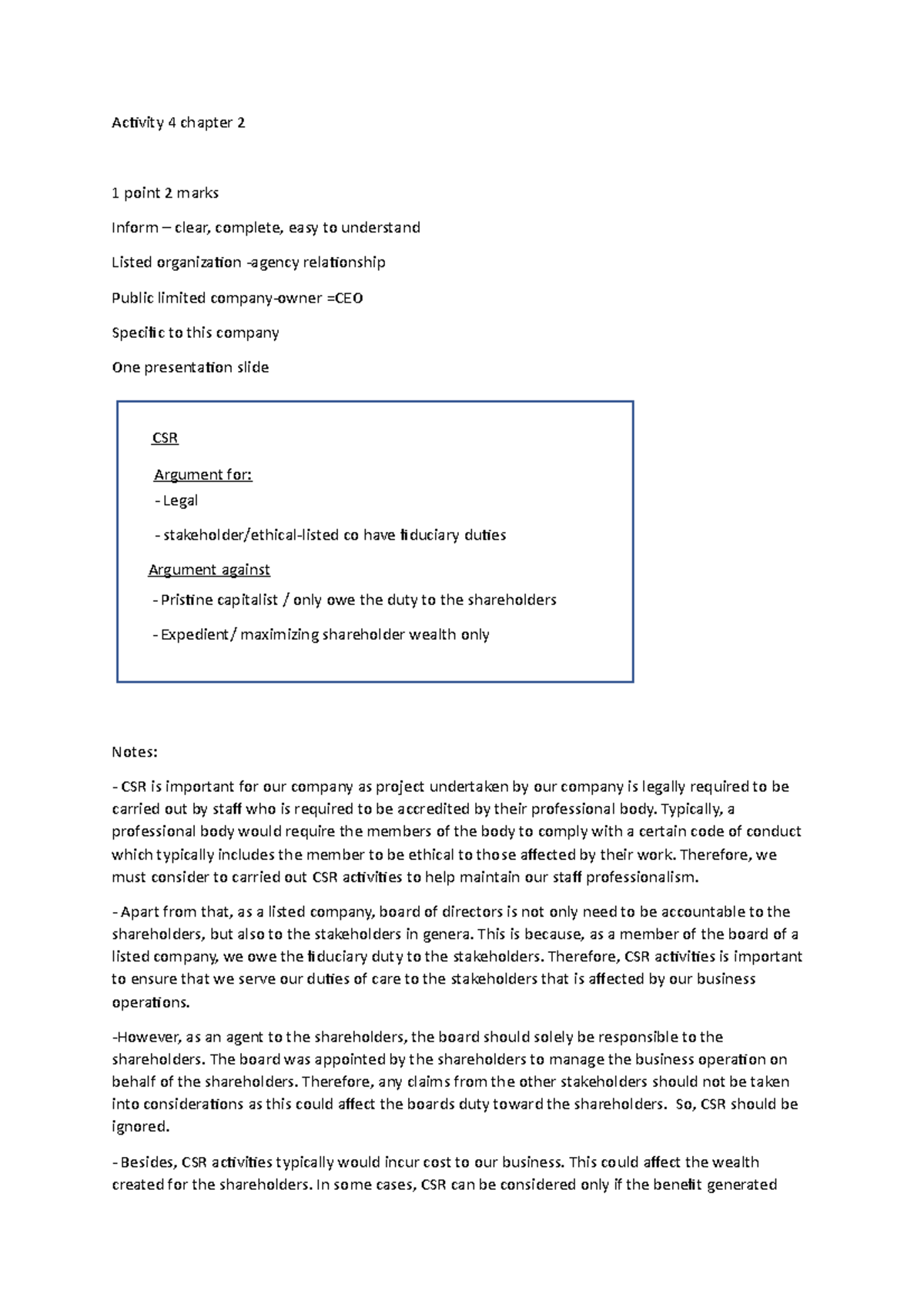 Activity 4 chapter 2 - BPP - Activity 4 chapter 2 1 point 2 marks ...