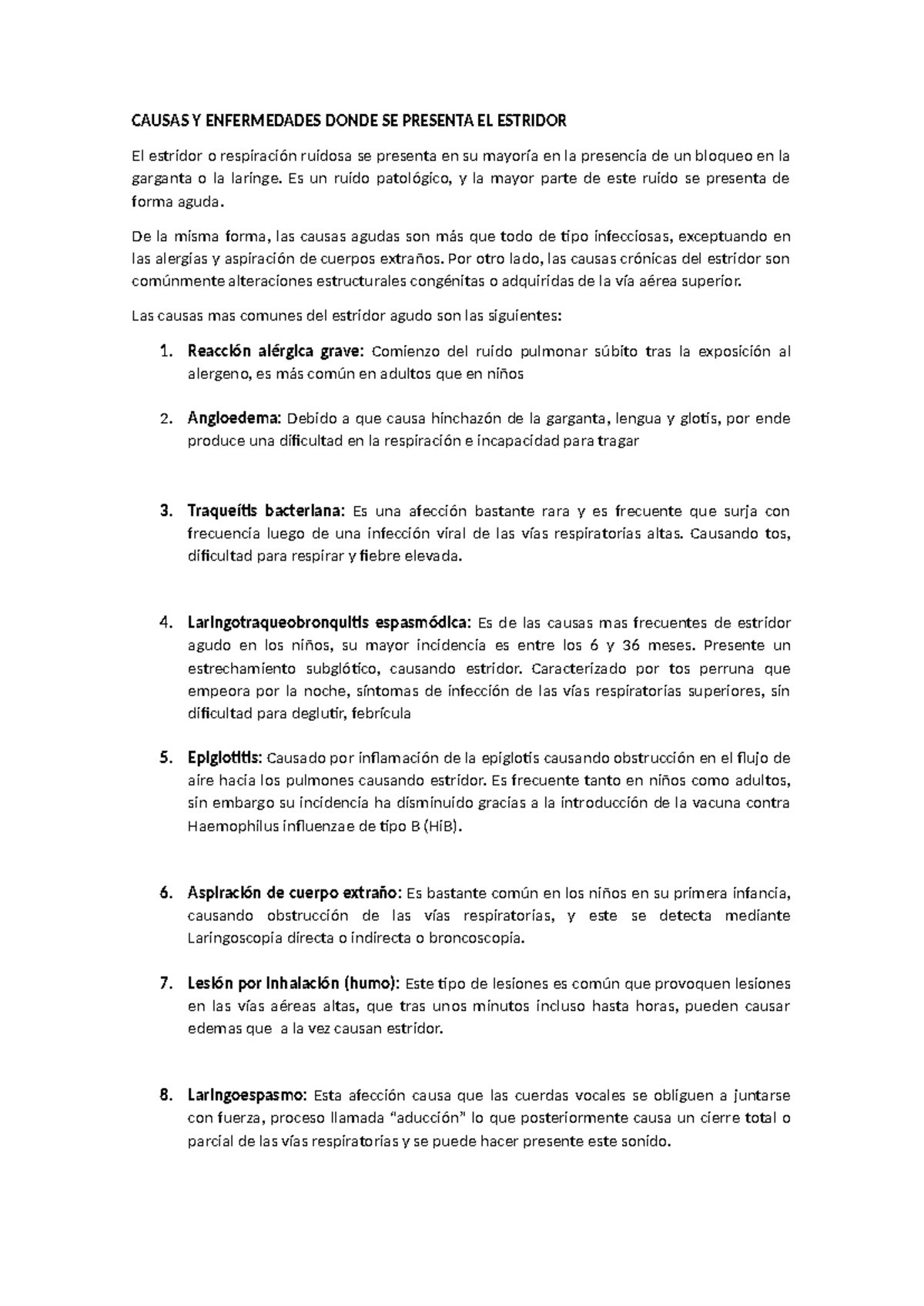 Estridor - Enfermedades - CAUSAS Y ENFERMEDADES DONDE SE PRESENTA EL ...