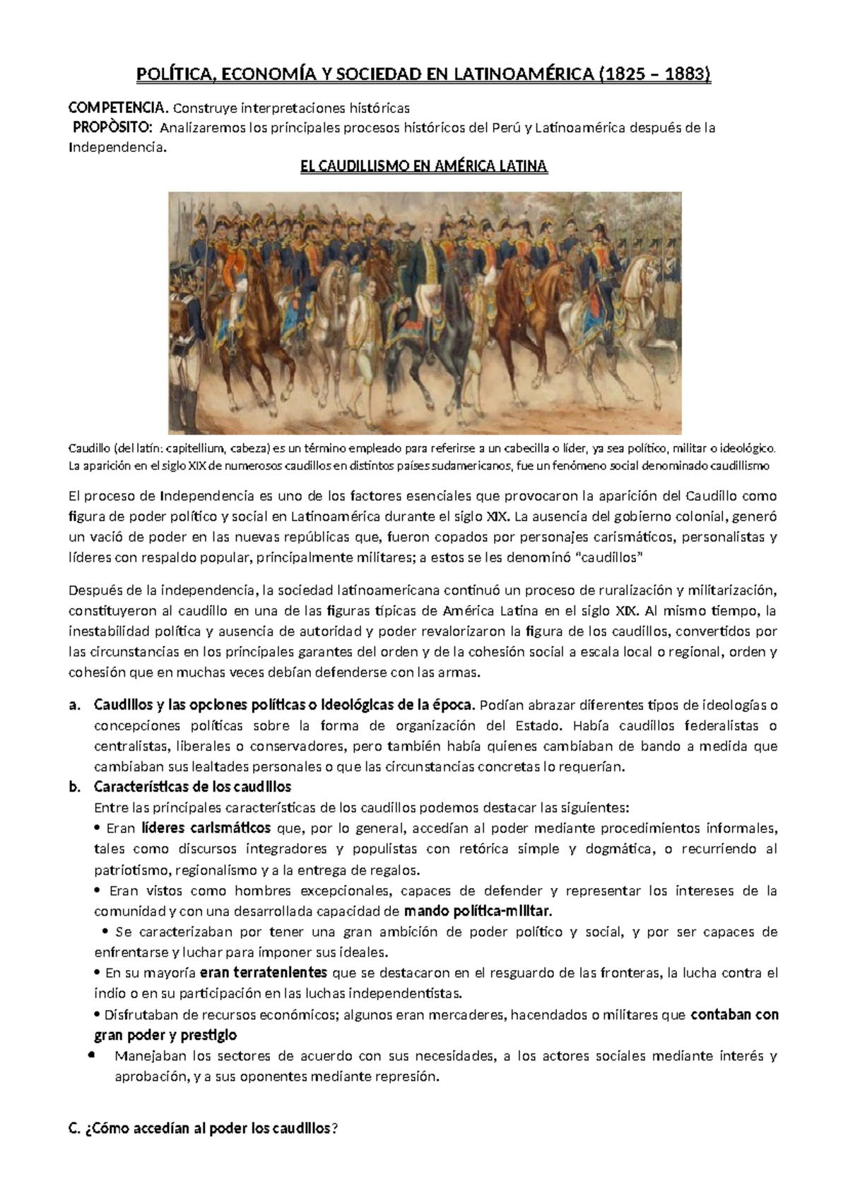 Caudillismo - APUNTES DE CLASE - POLÍTICA, ECONOMÍA Y SOCIEDAD EN ...