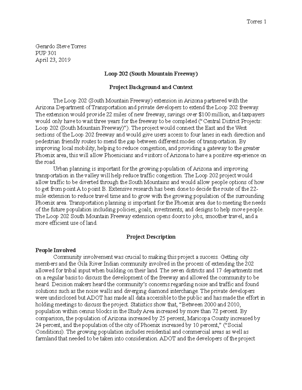 Gerardo Steve Torres Comprehensive Plan Evaluation - Torres 1 Gerardo ...