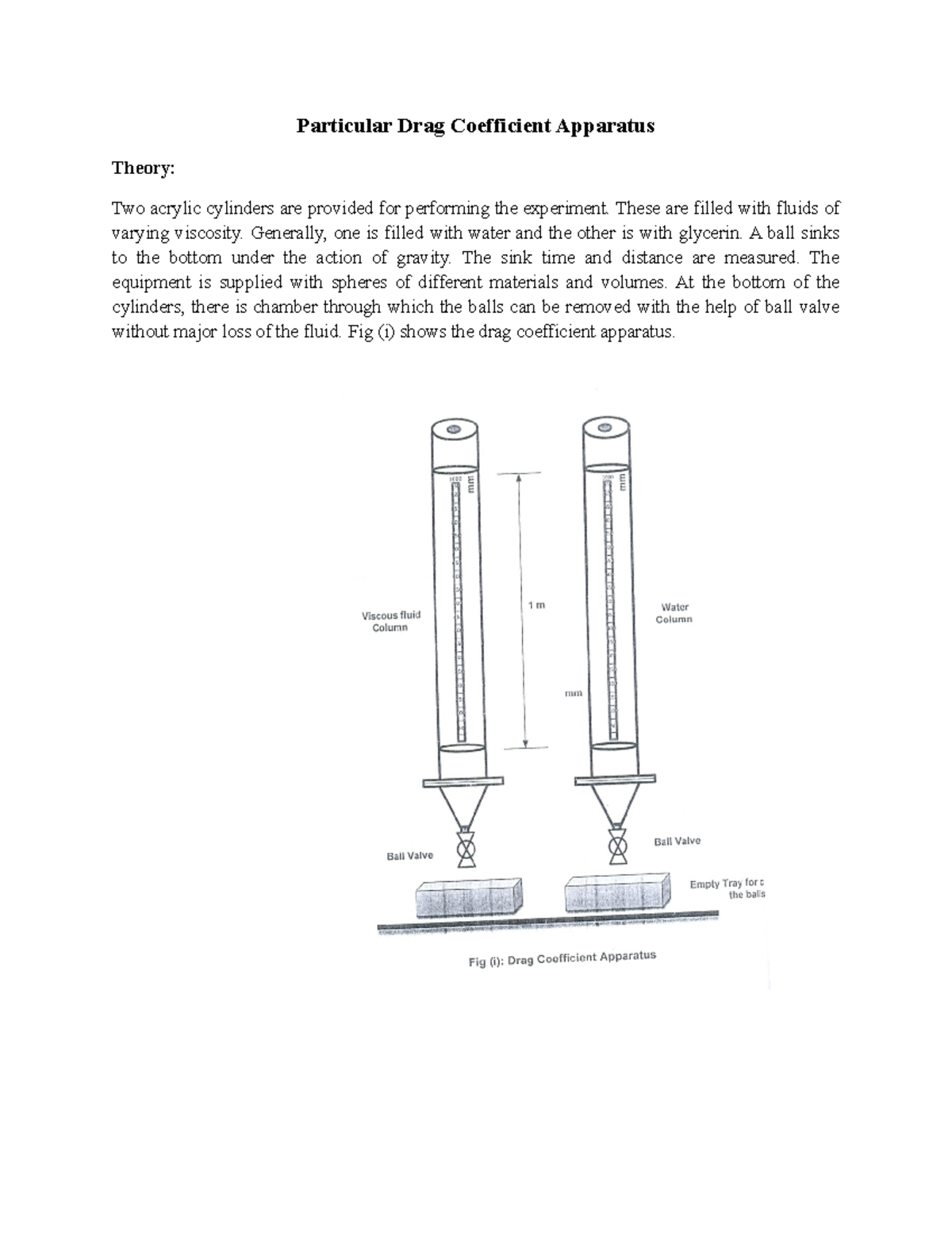 Drag Coefficient Apparatus - Particular Drag Coefficient Apparatus ...