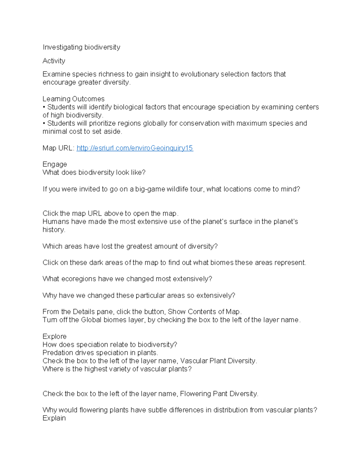 Investigating biodiversity Advanced Mapping(1)(2) - Investigating ...