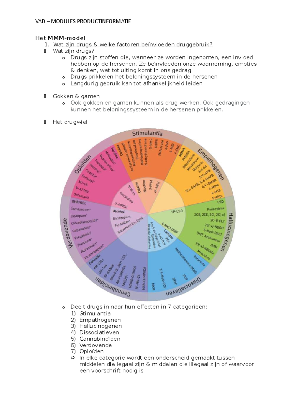 VAD modules - Het MMM-model 1. Wat zijn drugs & welke factoren ...