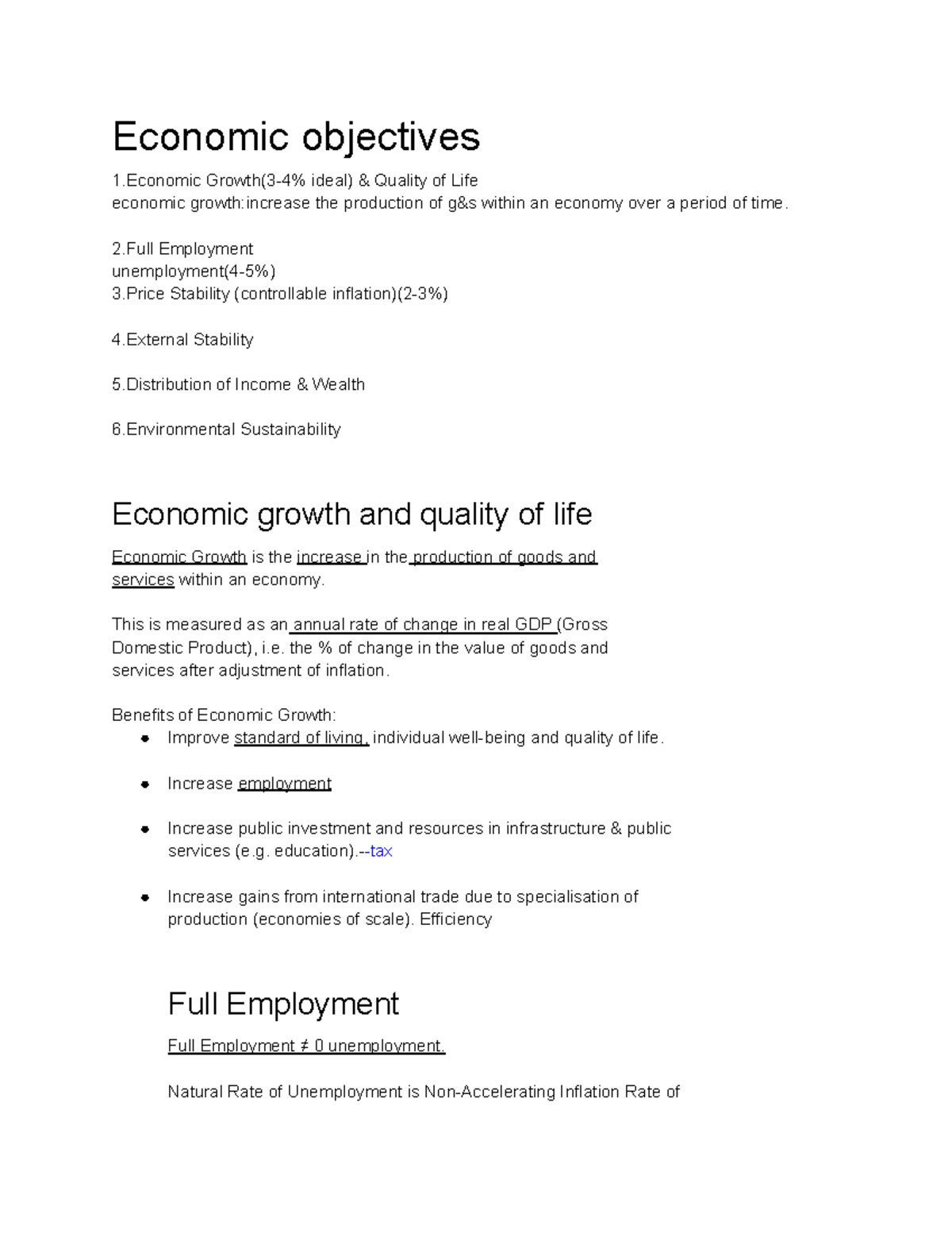 Topic 3 Objectives of Economic policy - Economic objectives 1 Growth(3 ...