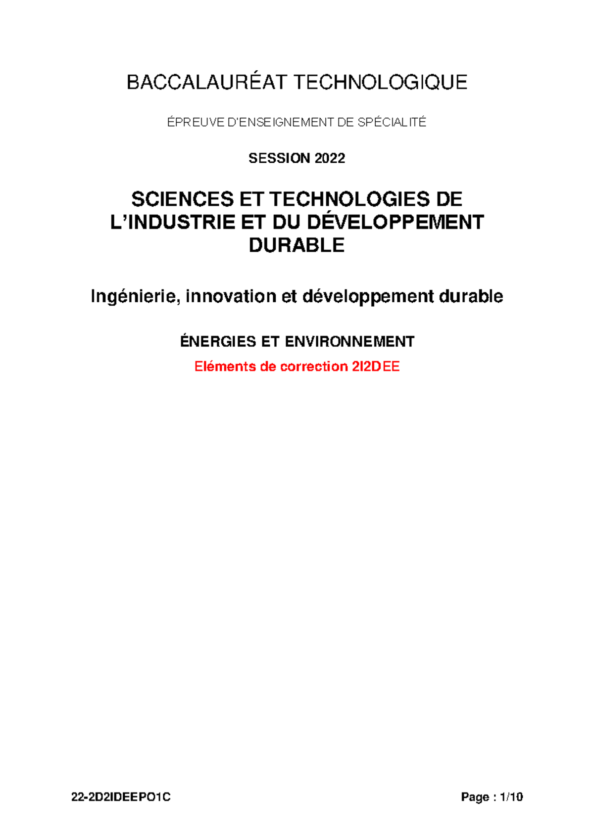 Bac tech ee 2022pol corrige - BACCALAURÉAT TECHNOLOGIQUE ÉPREUVE D ...