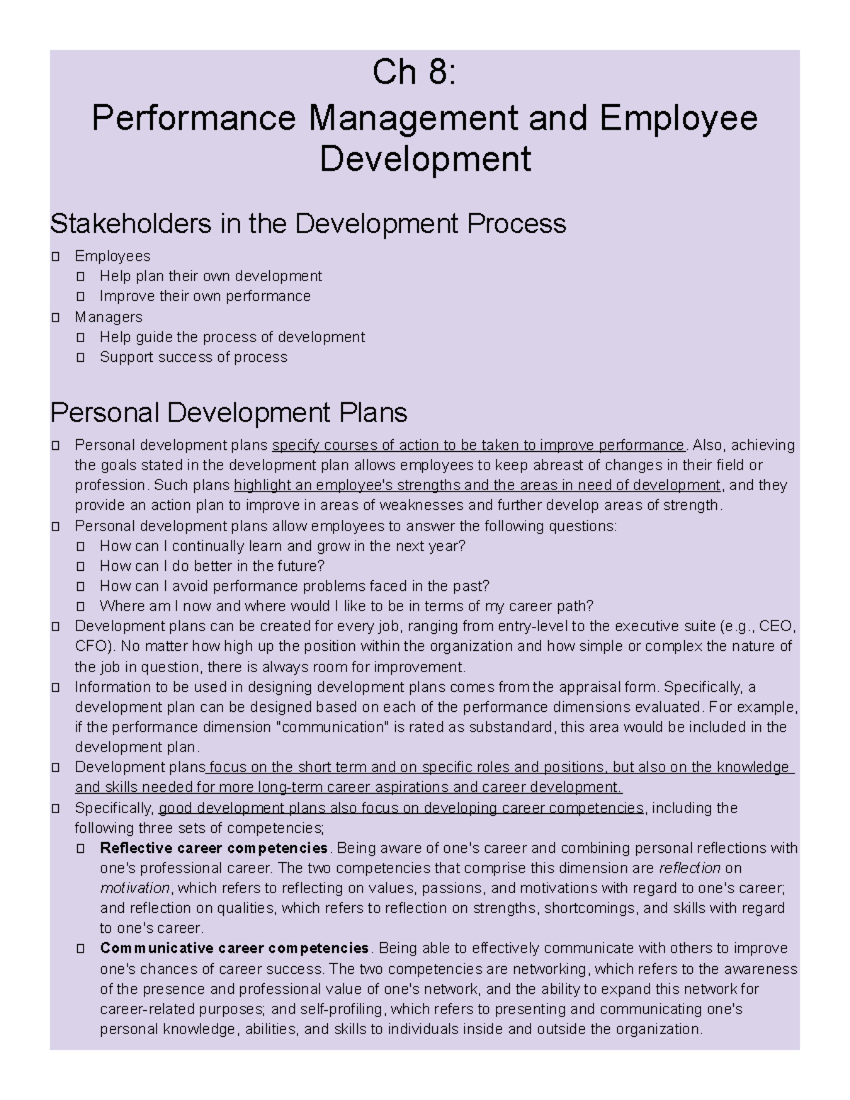 Ch 8 Performance Management and Employee Development - Ch 8 ...