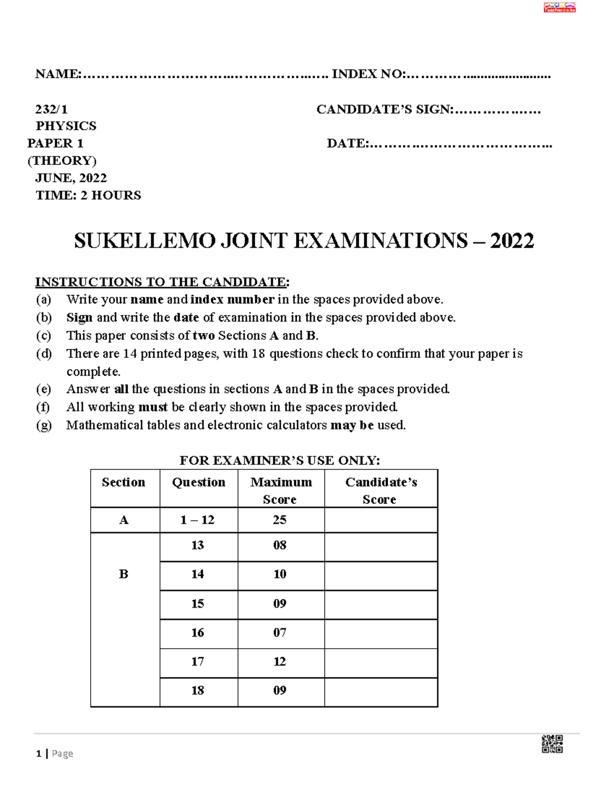 Physics paper - Notes - NAME ...