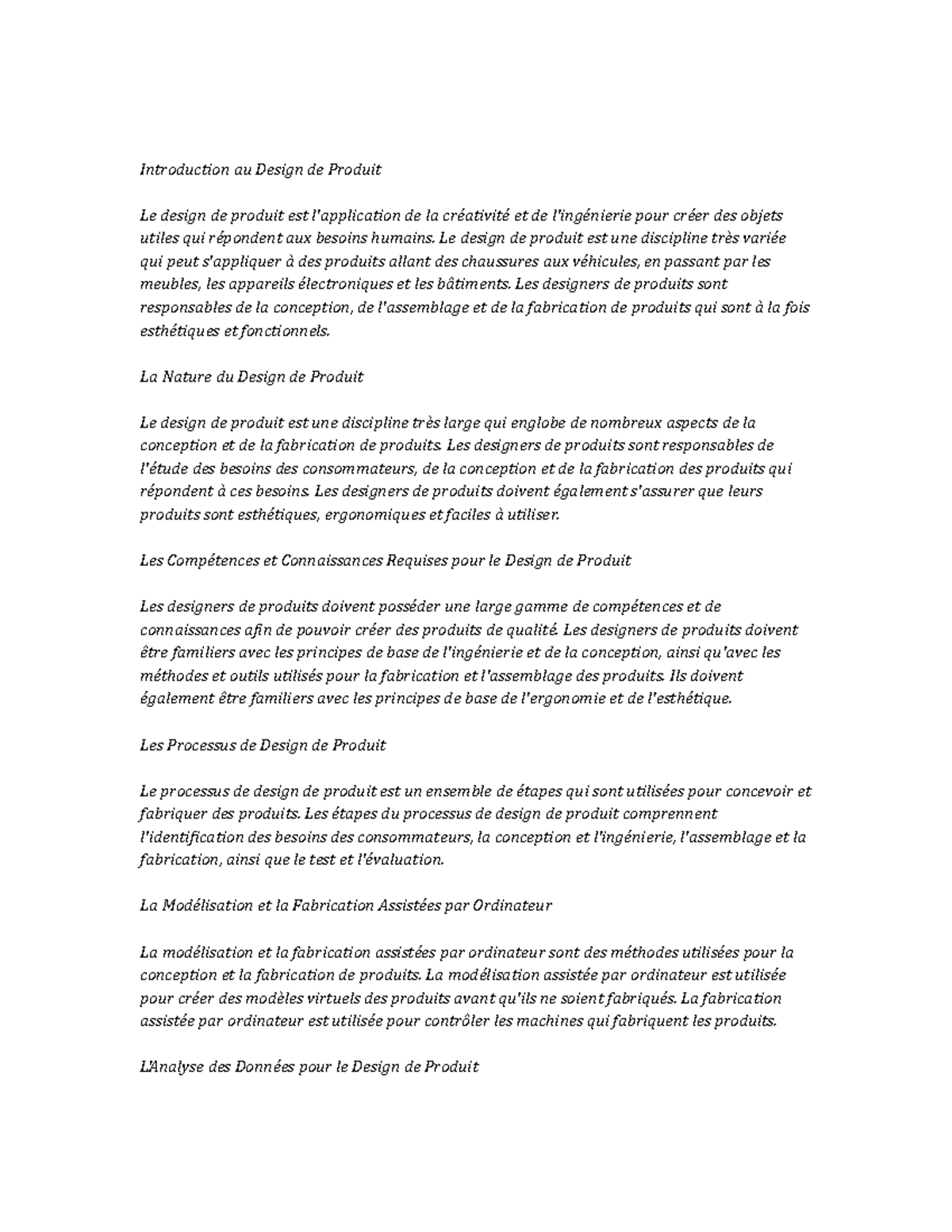 Product Design Study Notes - Introduction au Design de Produit Le ...
