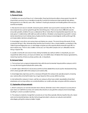 D079 Task 1 - Task 1 Kristianna Martin D 1. 1A. The goal of the project ...