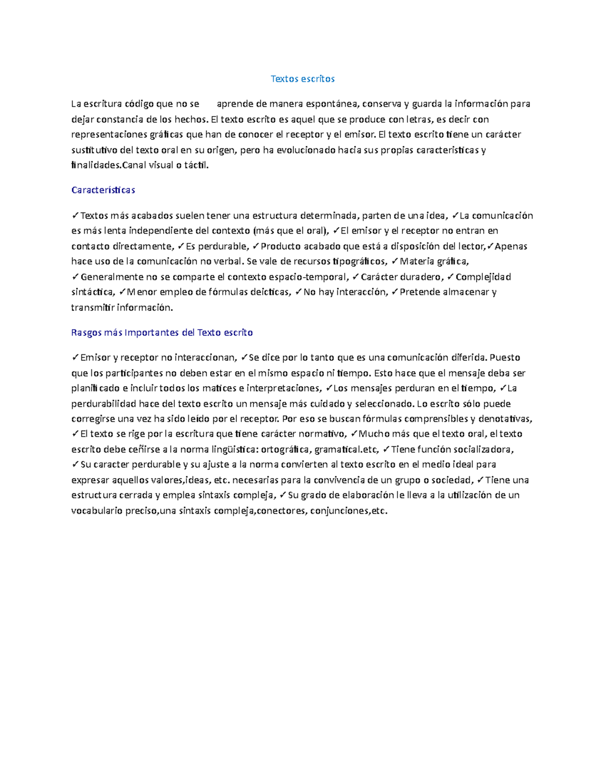 Textos escritos - Apuntes 2 - Textos escritos La escritura código que ...