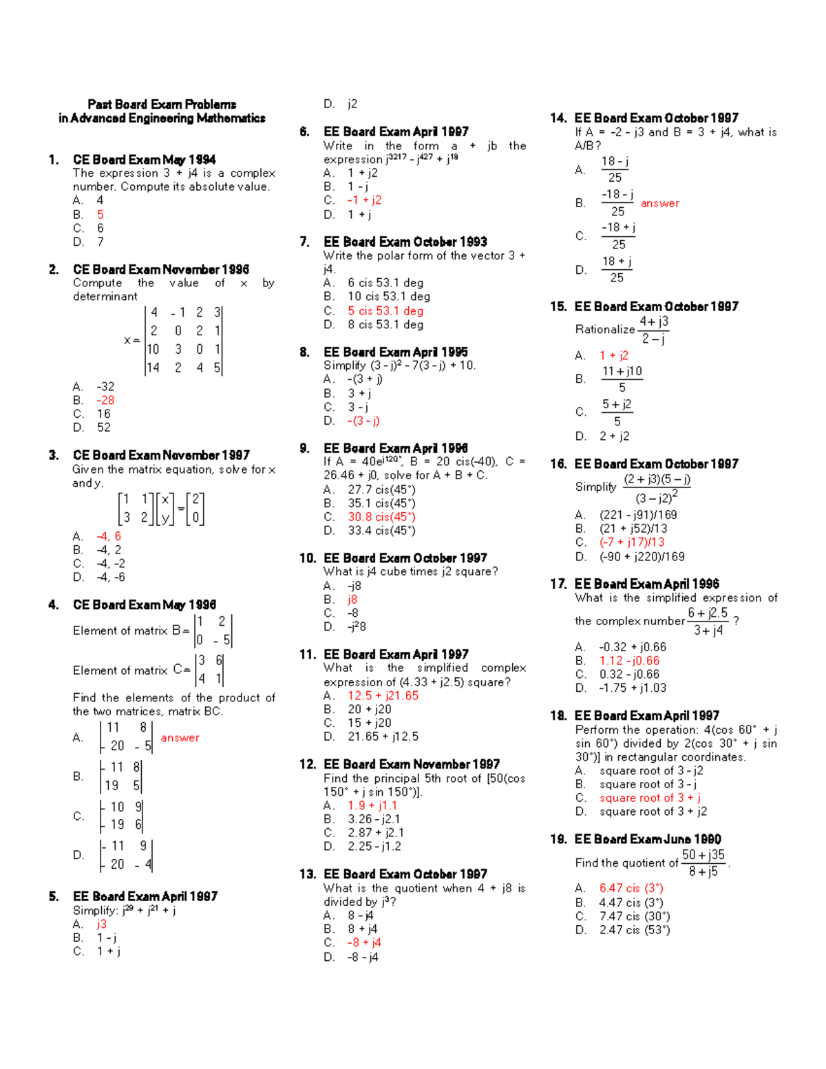 Past Board Exam Problems in Math (all-in-one) - Past Board Exam ...