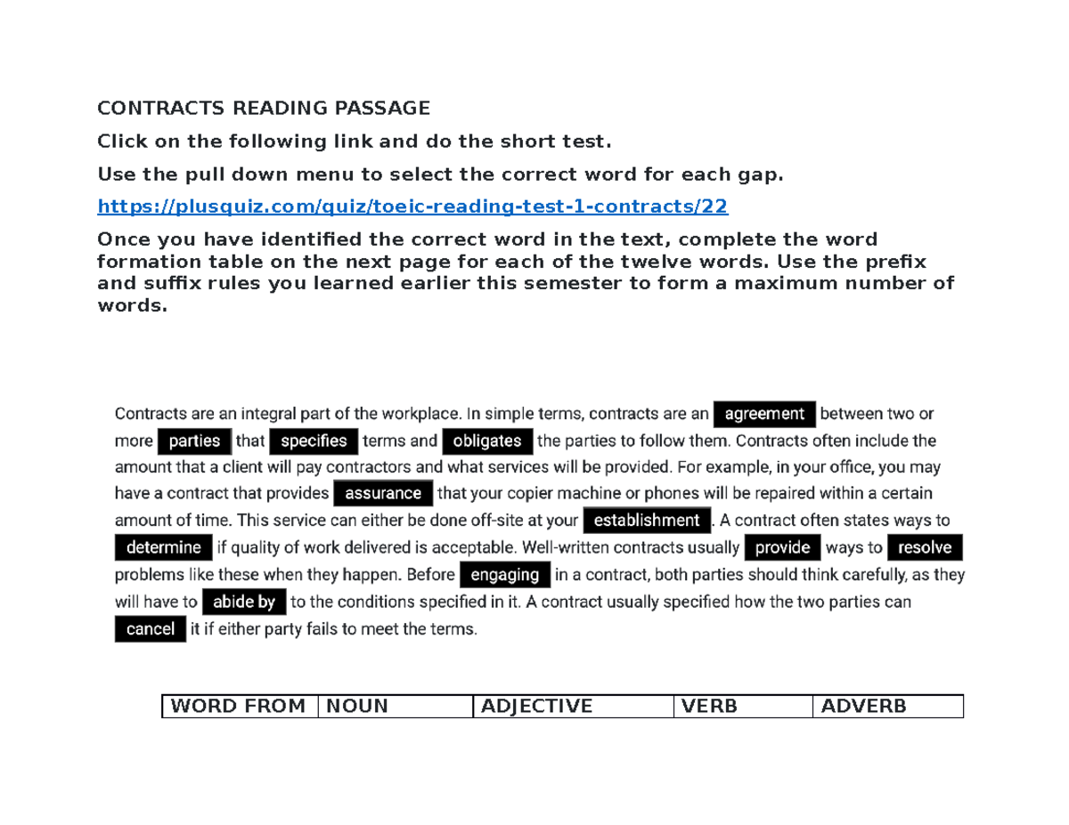 Contracts Reading Passage for Moodle-2 - CONTRACTS READING PASSAGE ...