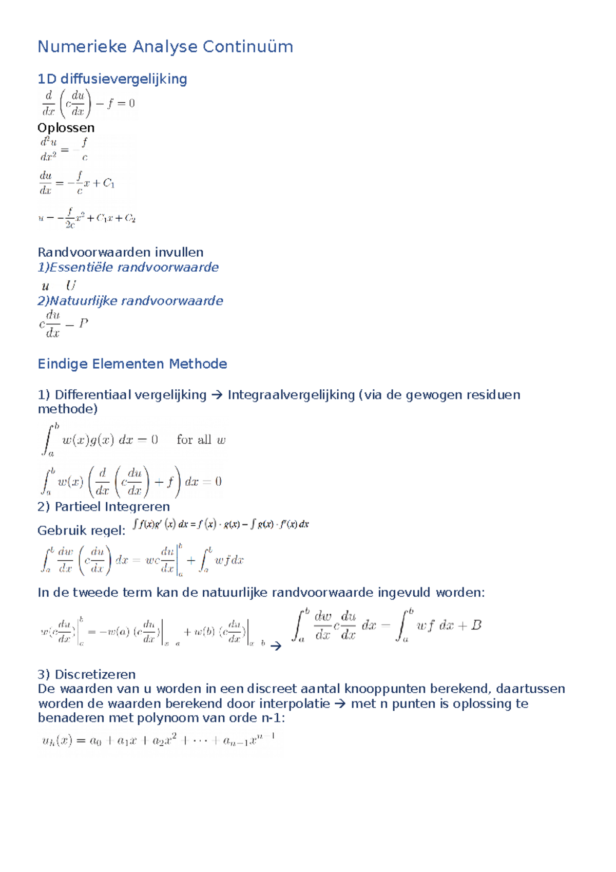 Numerieke Analyse Continuüm sv - Numerieke Analyse Continuüm 1D ...