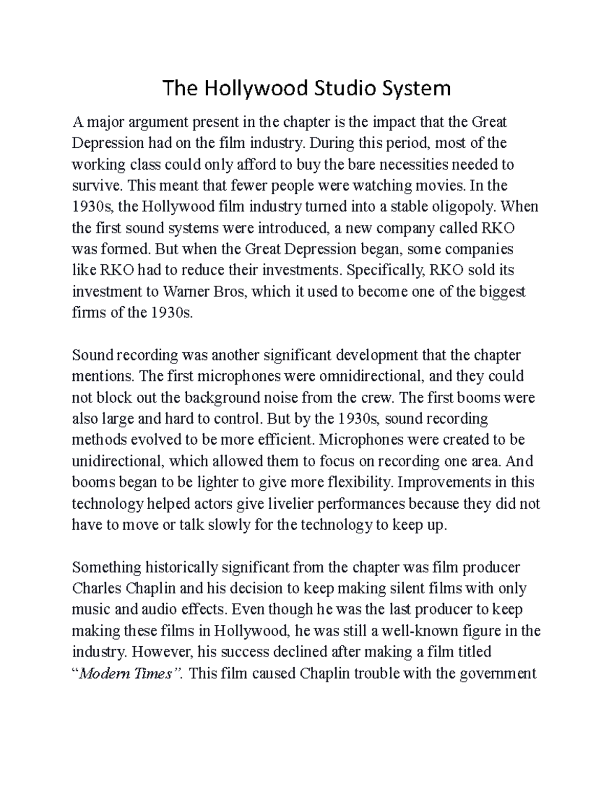 The Hollywood Studio System Chapter Review - The Hollywood Studio ...