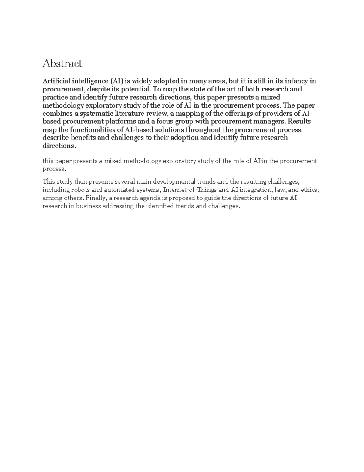 Abstract - kjggkjjghjg - Abstract Artificial intelligence (AI) is ...